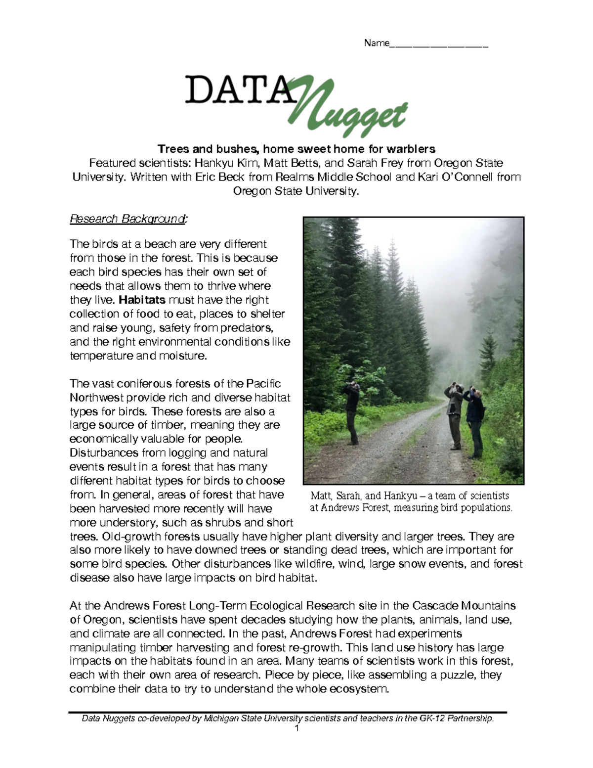 Data Nuggets - Home Sweet Home - Data Nuggets co-developed by Michigan State University ...