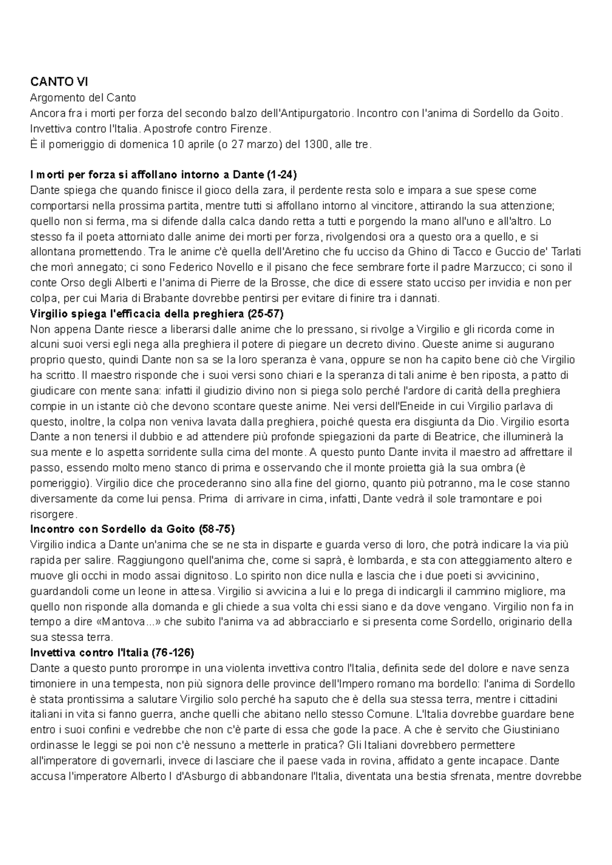 Canto VI Purgatorio - CANTO VI Argomento del Canto Ancora fra i morti ...