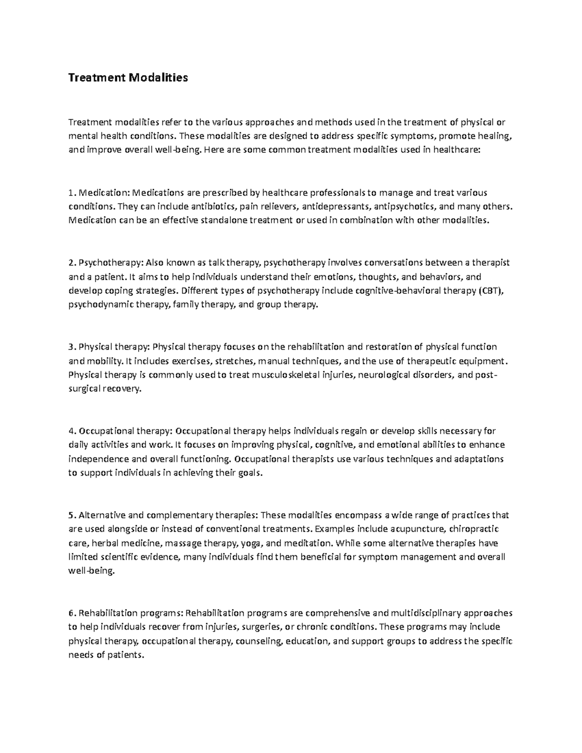 Treatment Modalities G2 Reviewer - Treatment Modalities Treatment ...