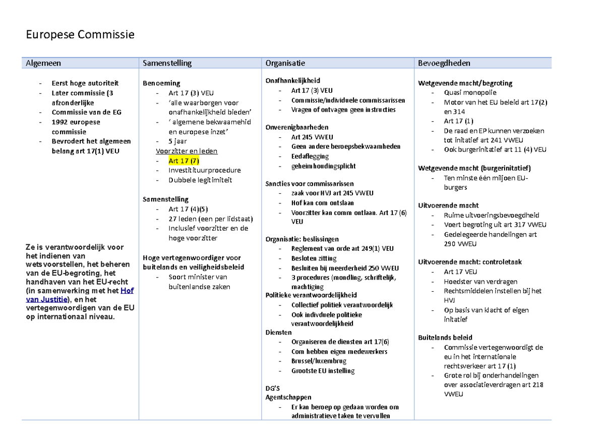 Schema - Europese commissie - Europese Commissie Algemeen Samenstelling ...