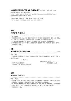 Tra c3 - world tracer glossary mostly contains expansion from ...