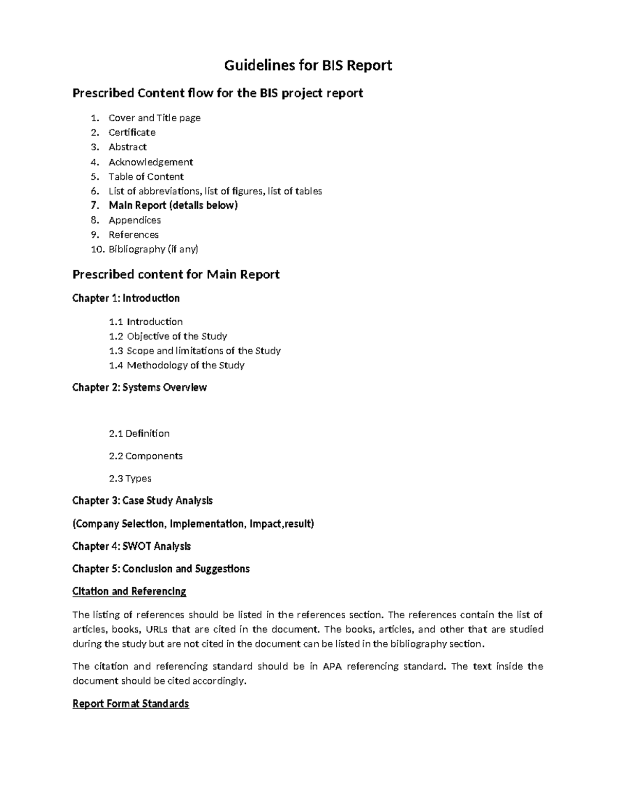 Guidelines for BIS Project Report - Guidelines for BIS Report ...