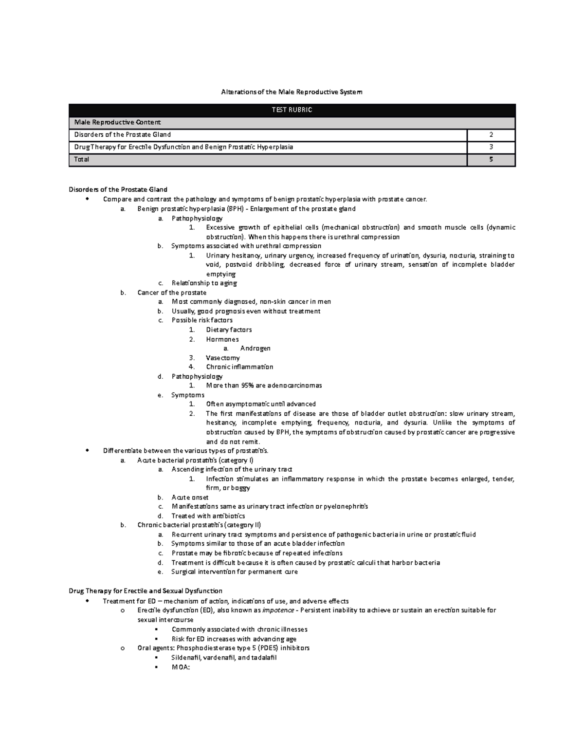 Male Reproductive Content Study Guide Spring 2022 DT - Alterations of the Male Reproductive ...
