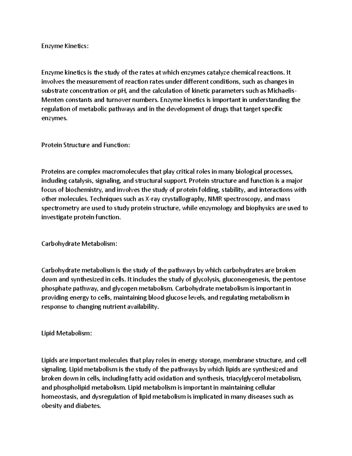 Biochem - Enzyme Kinetics: Enzyme kinetics is the study of the rates at ...