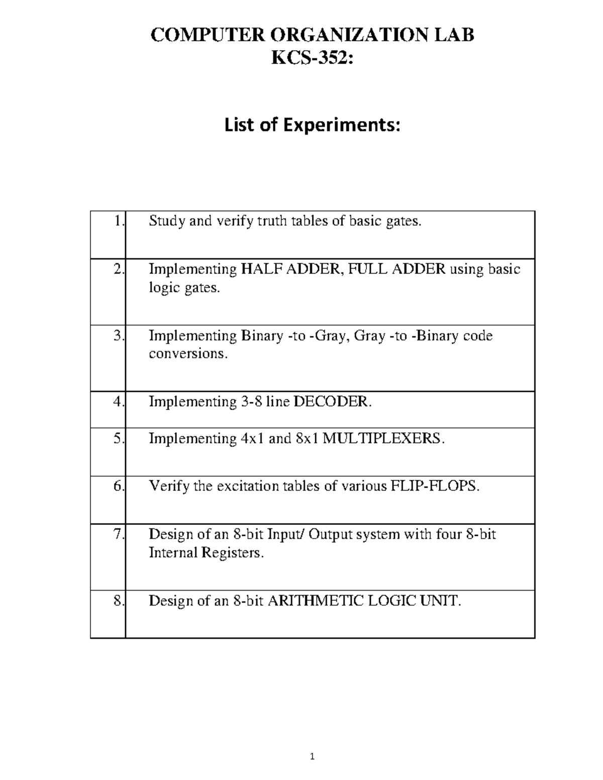 Computer Organization lab experiment notes - COMPUTER ORGANIZATION LAB ...