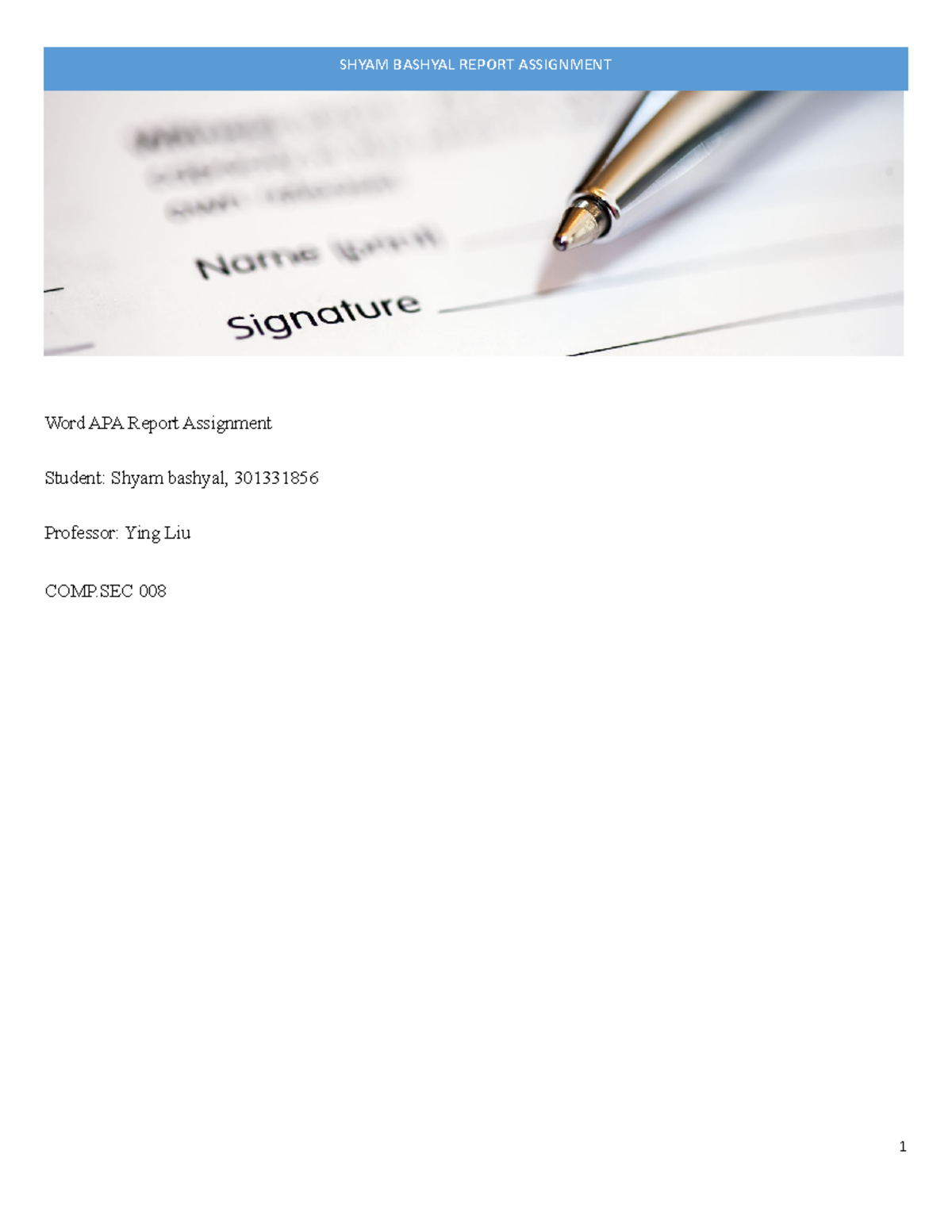 COMP106 Word APA Report Summer 2023 (@2) - Word APA Report Assignment ...