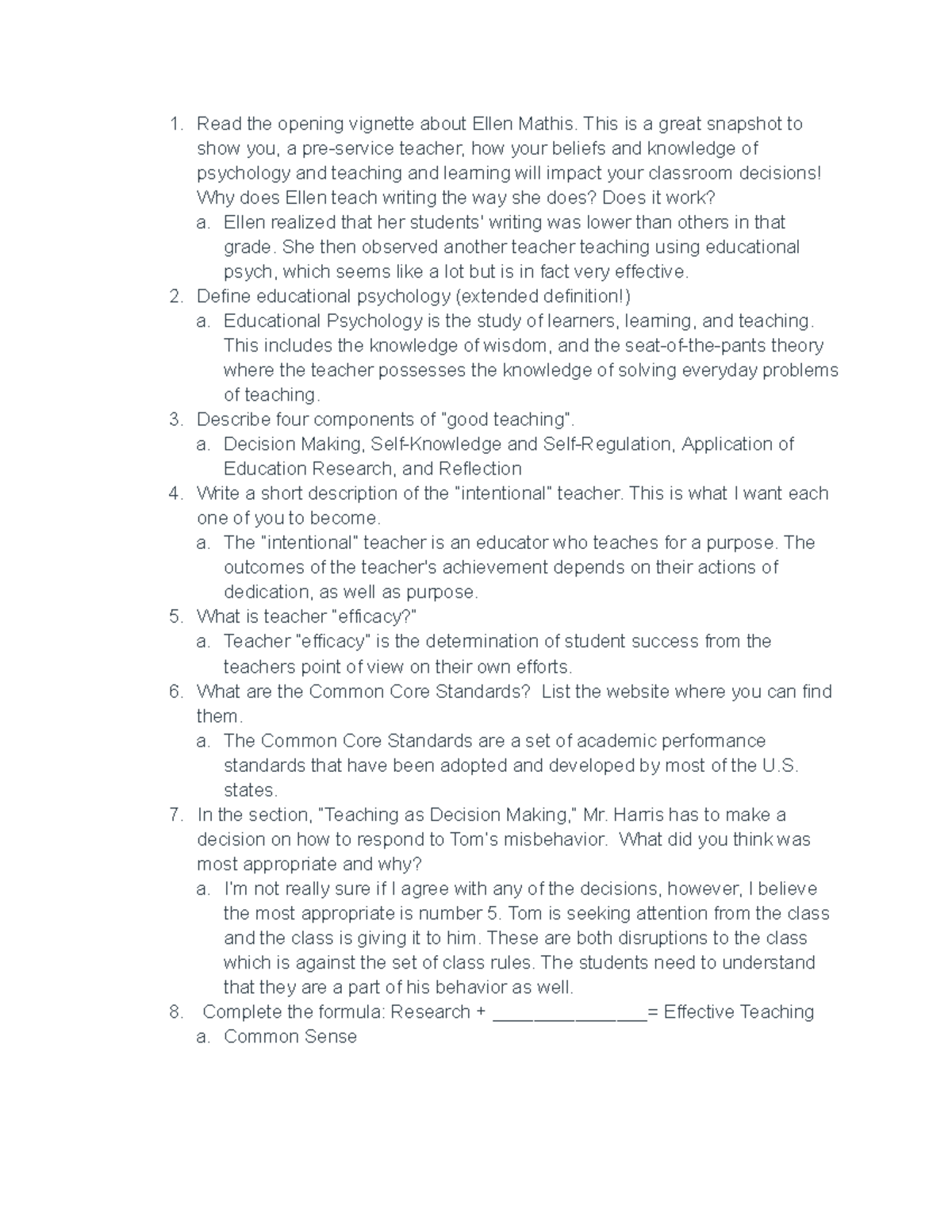 Module 1 - Educational Psychology - Read the opening vignette about ...