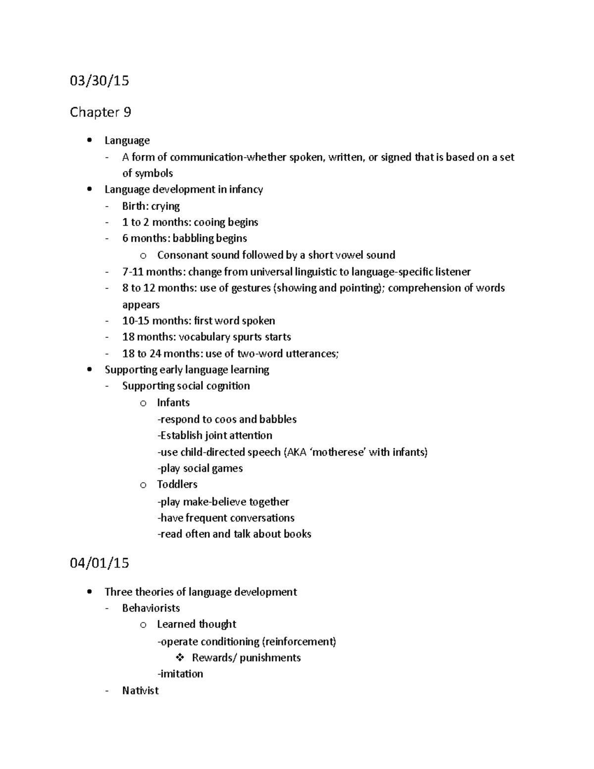 Unit 4 - Lecture notes 23-33 - Chapter 9 Language A form of spoken ...