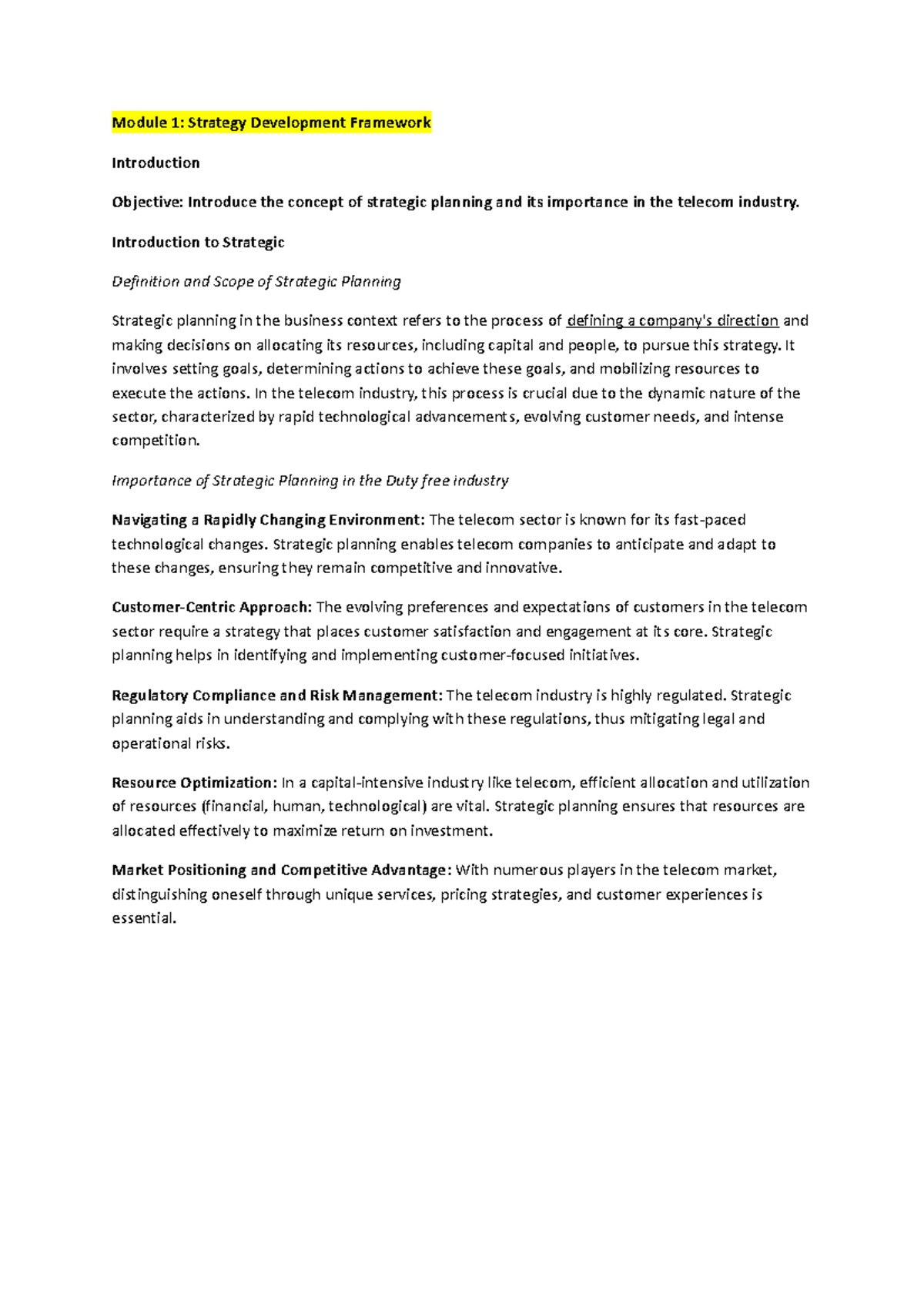 Strategy Development - Introduction to Strategic Definition and Scope ...