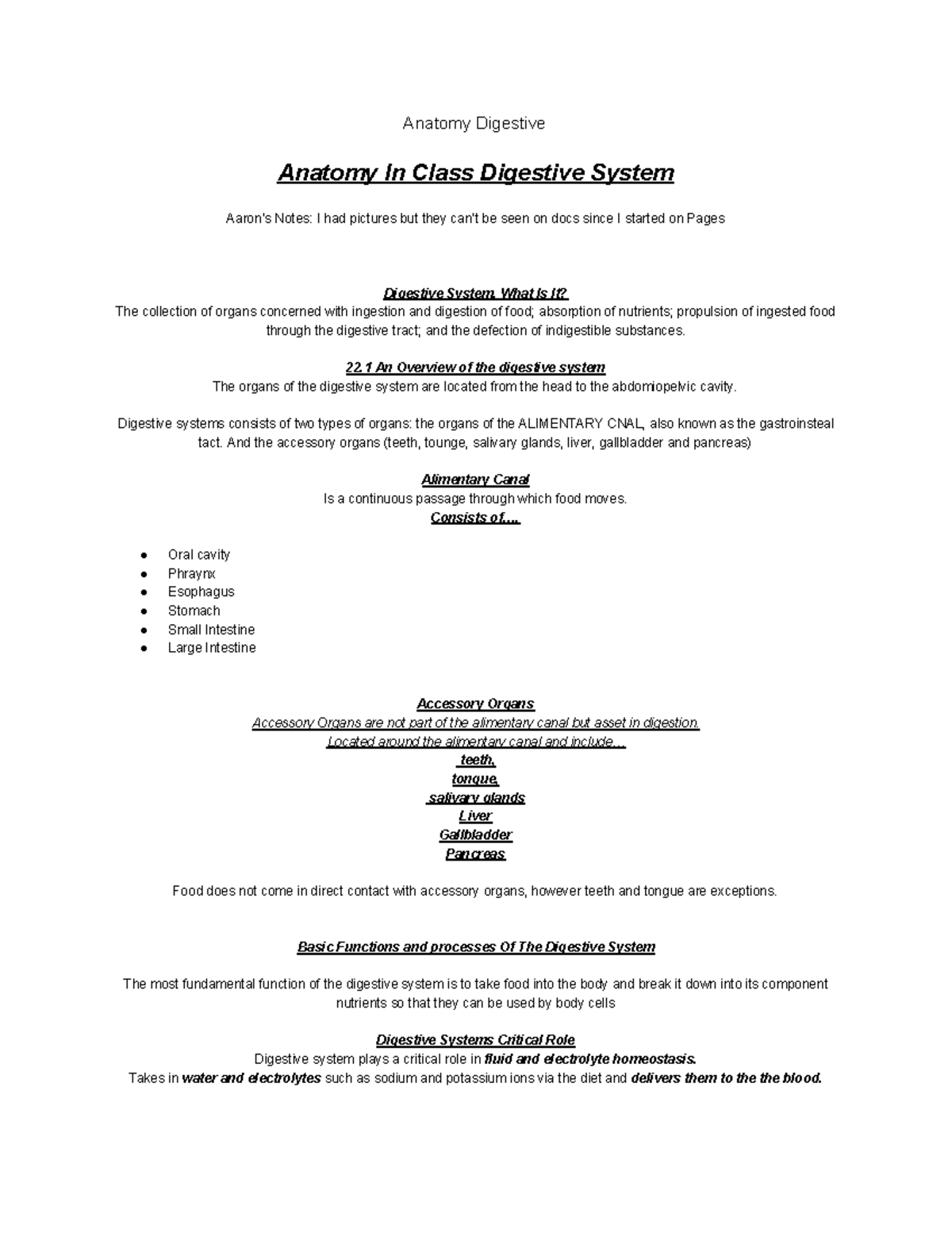 Anatomy Digestive - Lecture notes Weeks 9-11 - Anatomy Digestive ...