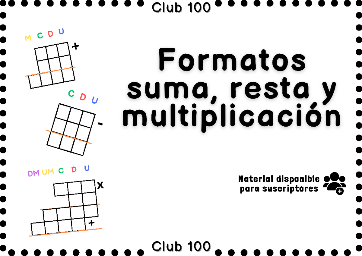 Formatos PARA Sumas, Restas Y Multiplicacion - Material disponible para ...