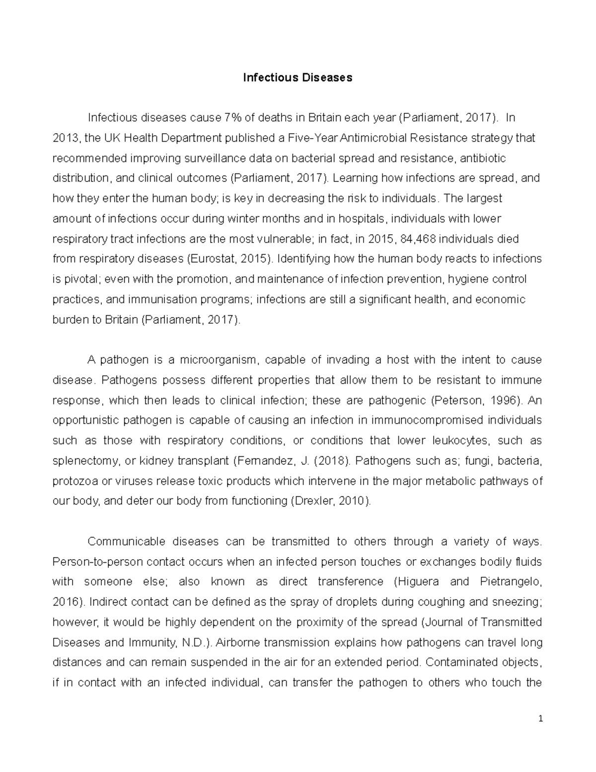 Infectious Diseases Essay - Infectious Diseases Infectious diseases ...