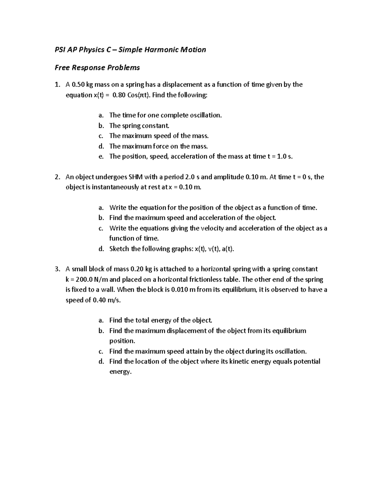 Ap-physc-m simple-harmonic-motion-free-response 2017-12-10 - PSI AP ...