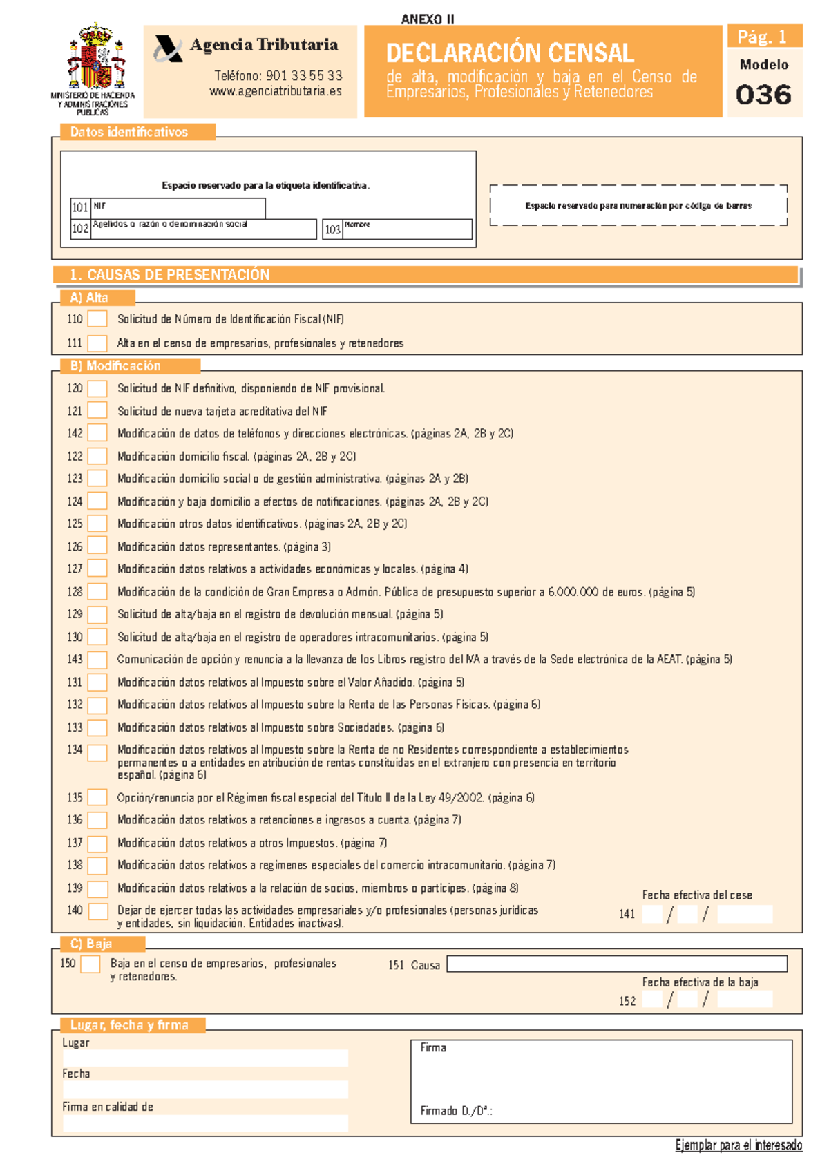 Modelo 36 - asd - DECLARACIÓN CENSAL de alta, modificación y baja en el ...