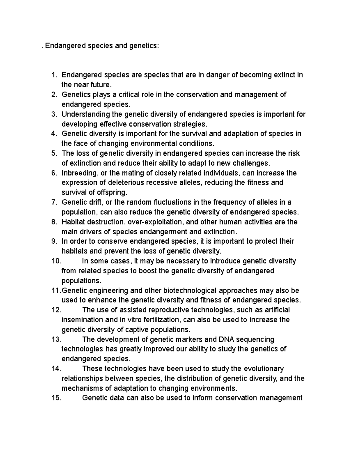 Endangered species and genetics - . Endangered species and genetics ...