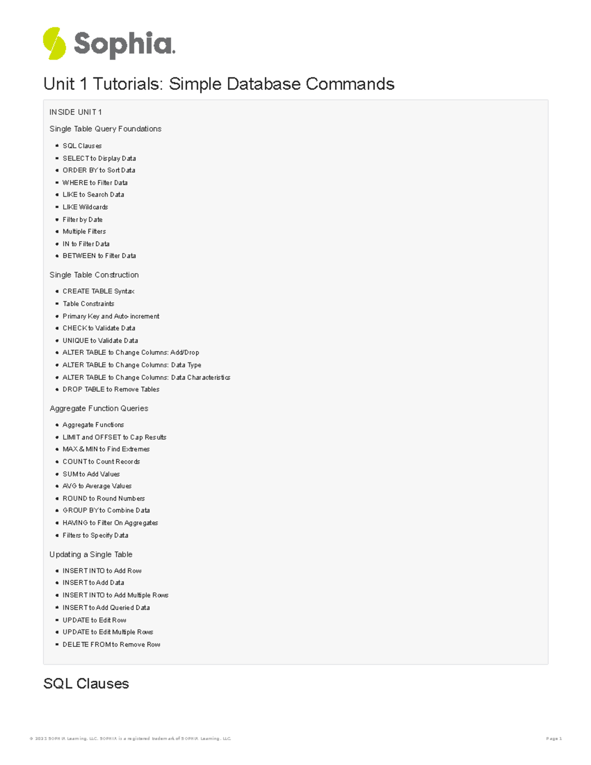 Unit 1 tutorials simple database commands - Unit 1 Tutorials: Simple Database Commands INSIDE ...