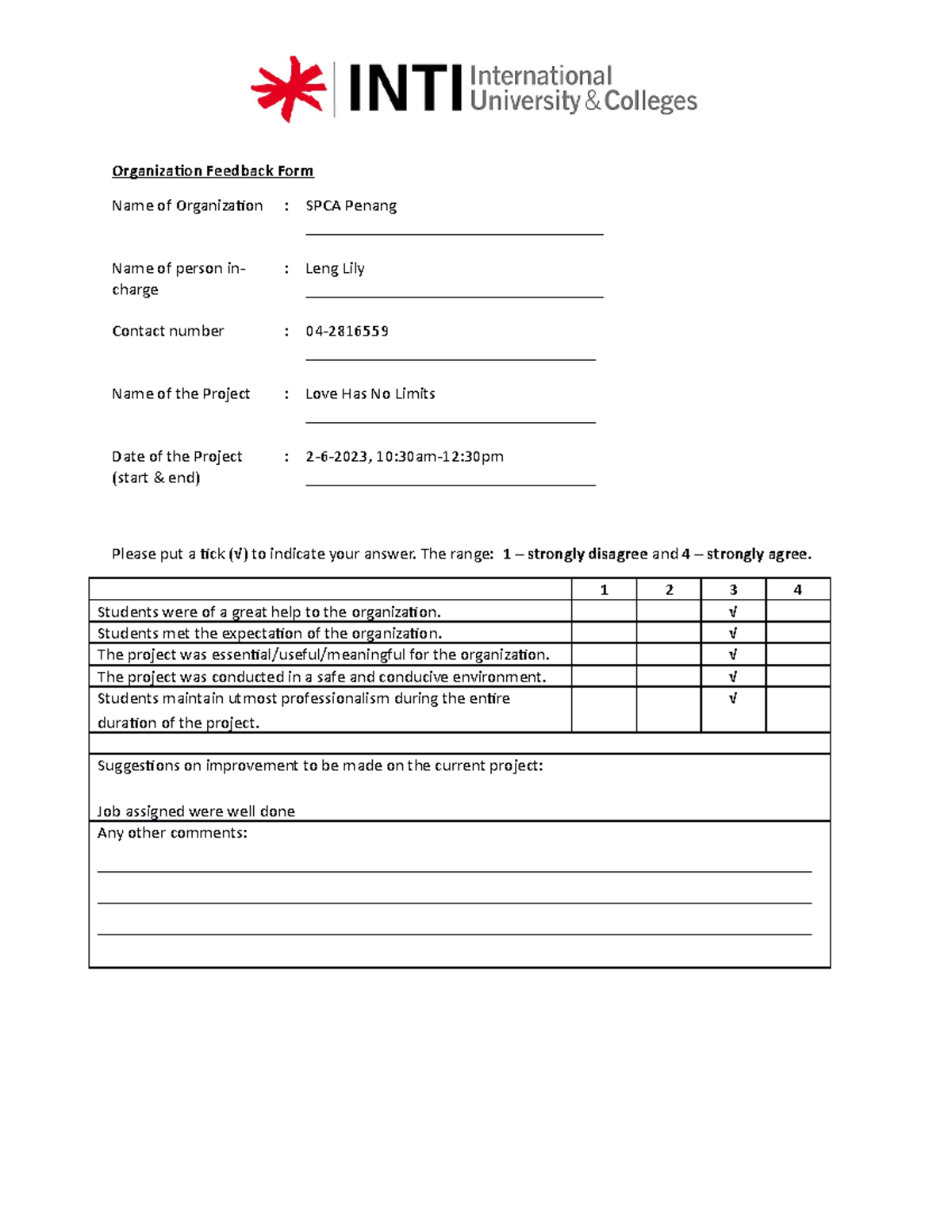 MPU3442 Organization Feedback Form - Organization Feedback Form Name of ...