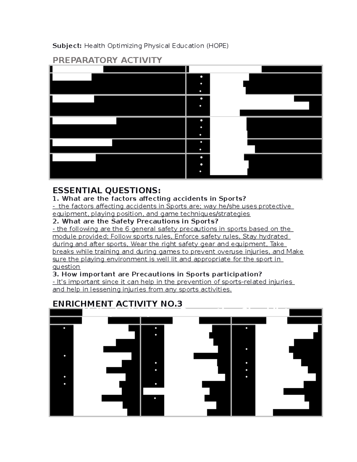 3 - just assignment - Subject: Health Optimizing Physical Education ...