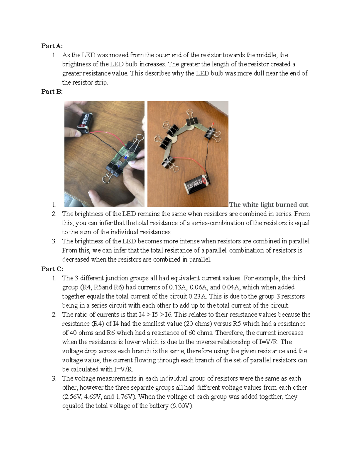 Physics Lab 5 - Part A: 1. As the LED was moved from the outer end of ...