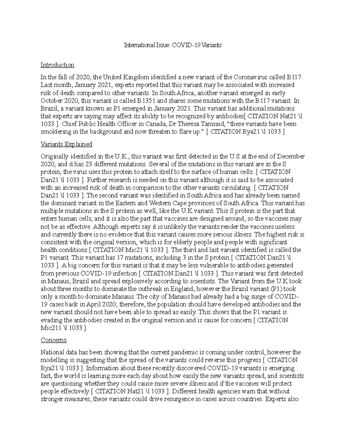 Assignment 3- Covid - International Issue: COVID-19 Variants ...