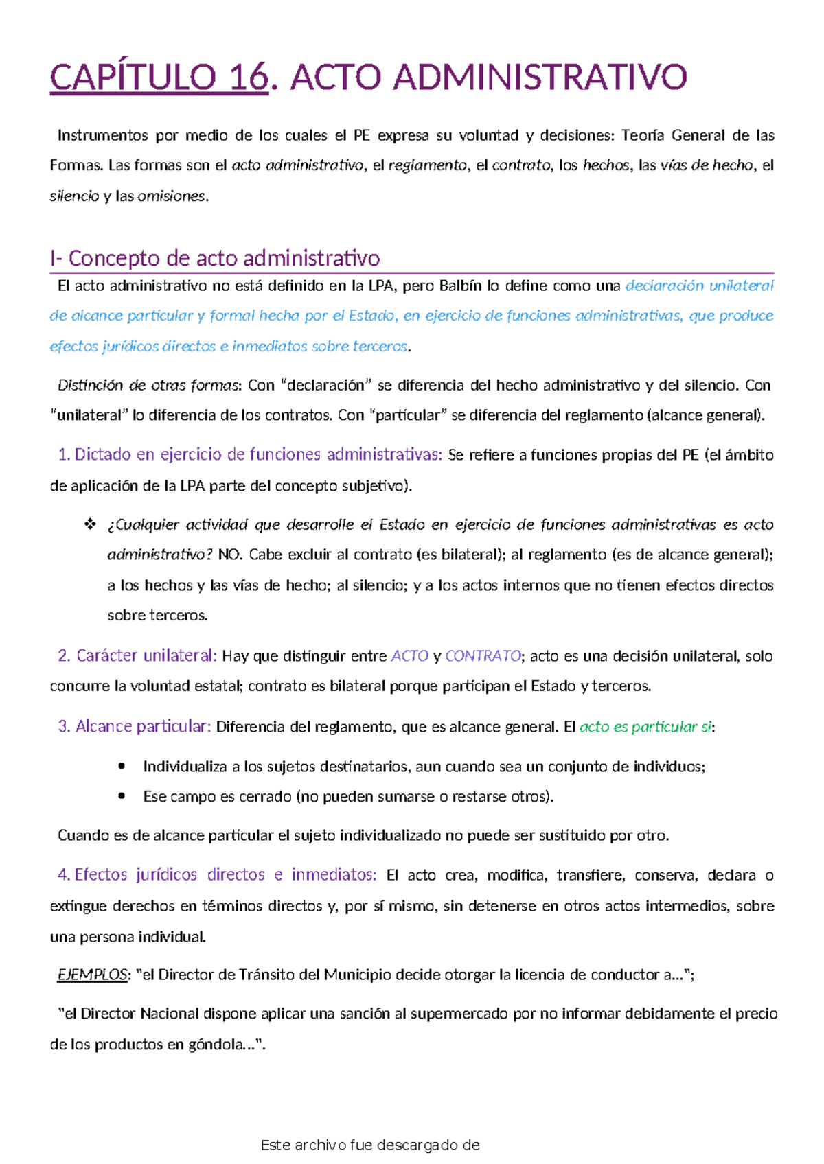 Resumen adm caps 16 a 21 - CAPÍTULO 16. ACTO ADMINISTRATIVO Instrumentos por medio de los cuales ...