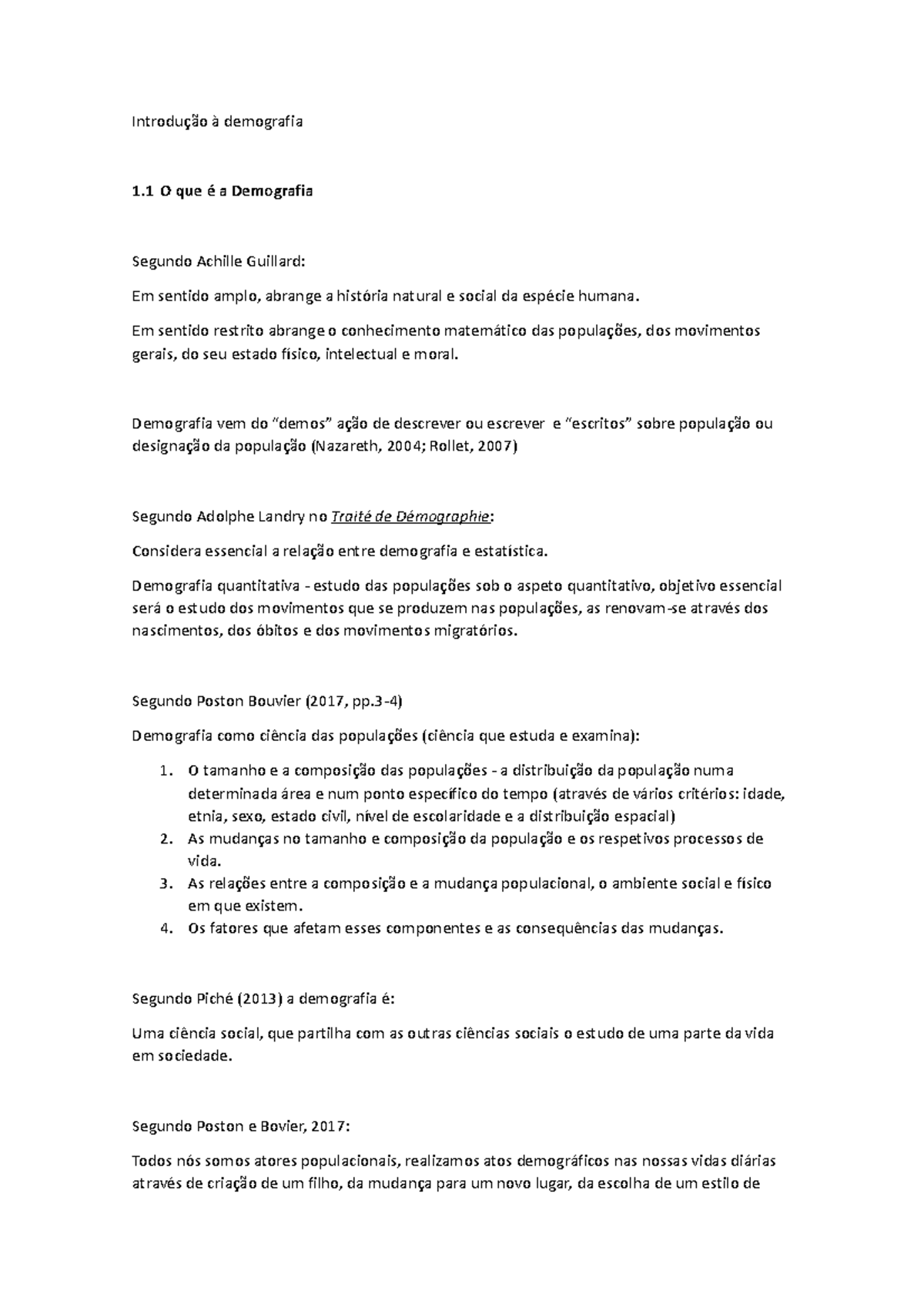 Introdução à demografia - Em sentido restrito abrange o conhecimento ...