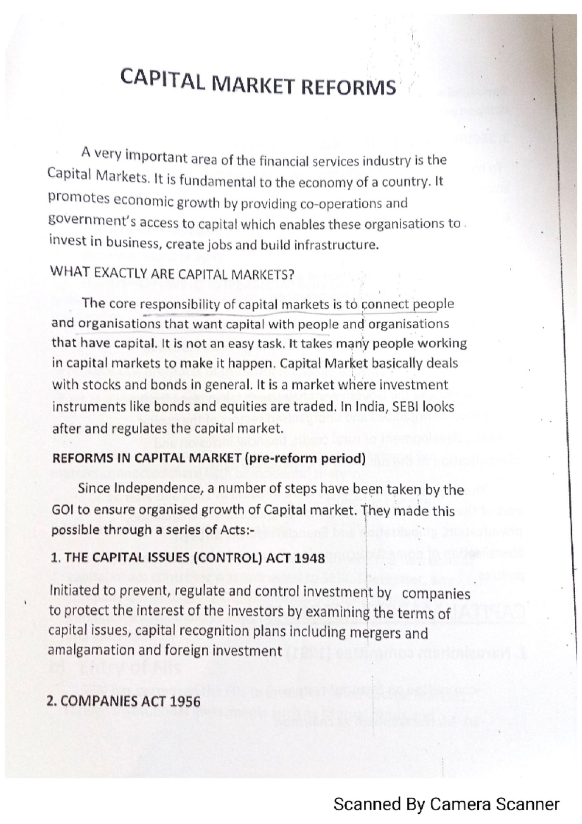 Capital market reforms - Macroeconomic Analysis I - Studocu