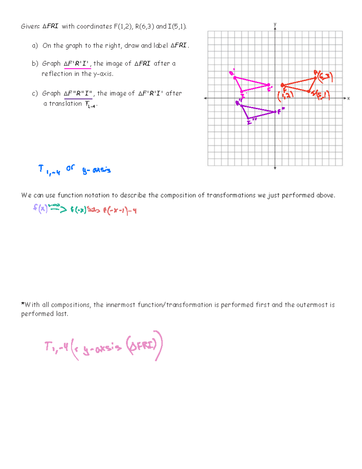 3.7 Composition of rigid motions - Given:' FRI with coordinates F(1,2 ...