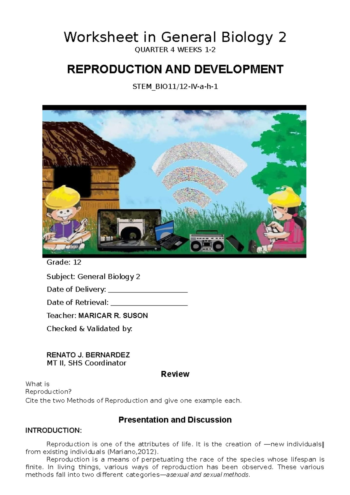 4th Quarter Gen Bio 2 weeks 1 2 is the first step to - Worksheet in ...