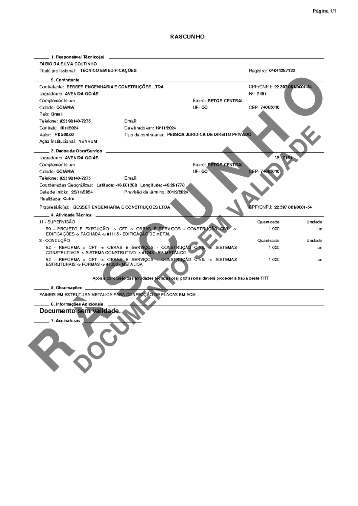 TRT Rascunho - DFG - Página 1/ RASCUNHO R A S C U N H ODOCUMENTO SEM ...