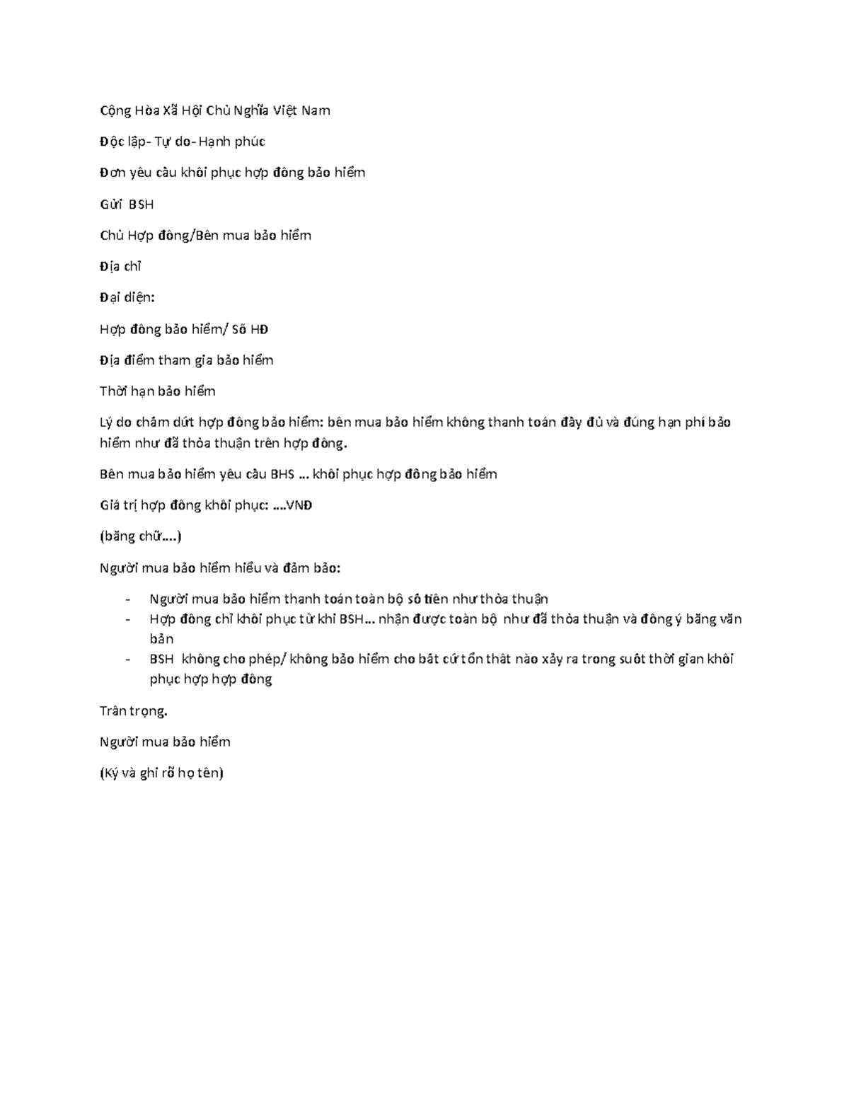 Nhật Thảo - Dịch hợp đồng bảo hiểm. - C ng Hòa Xã H i Chộ ộ ủ Nghĩa Vi t Namệ Đ c l p- Tộ ậ ự do ...