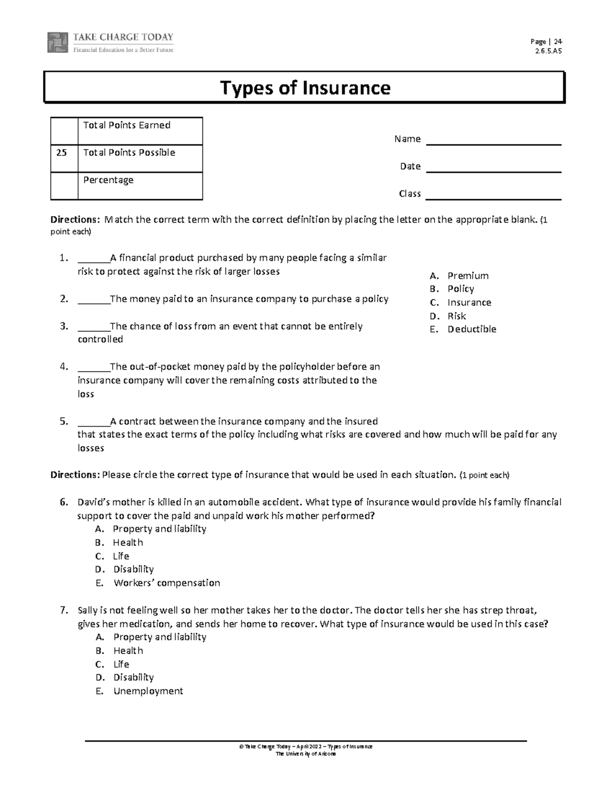 Types of insurance 2.6 - all the insurence needed - Page | 24 2.6.5 ...