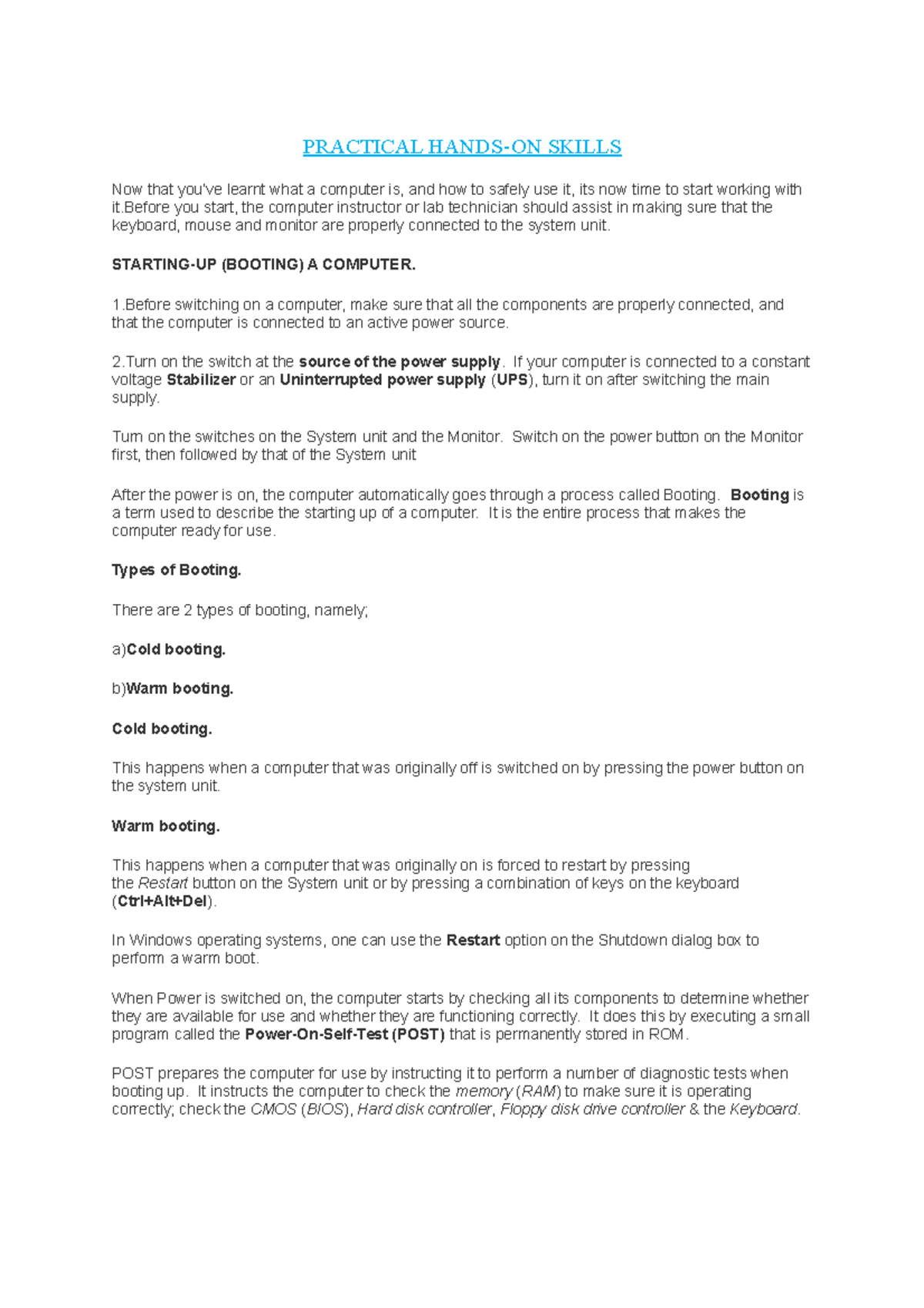 Practical Hands - use for revising note - PRACTICAL HANDS-ON SKILLS Now ...