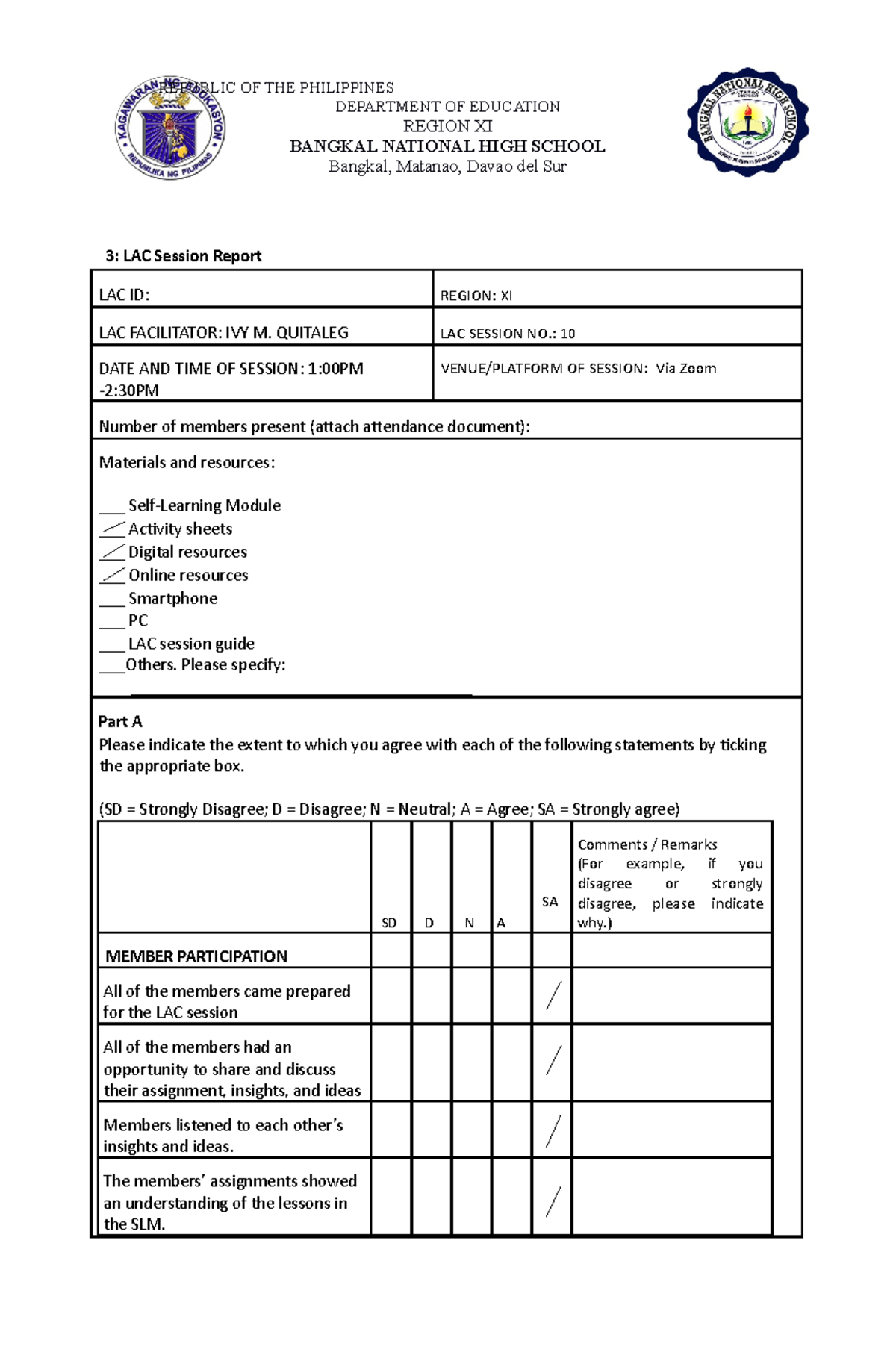 LAC Motivation Report - help teachers - REPUBLIC OF THE PHILIPPINES ...