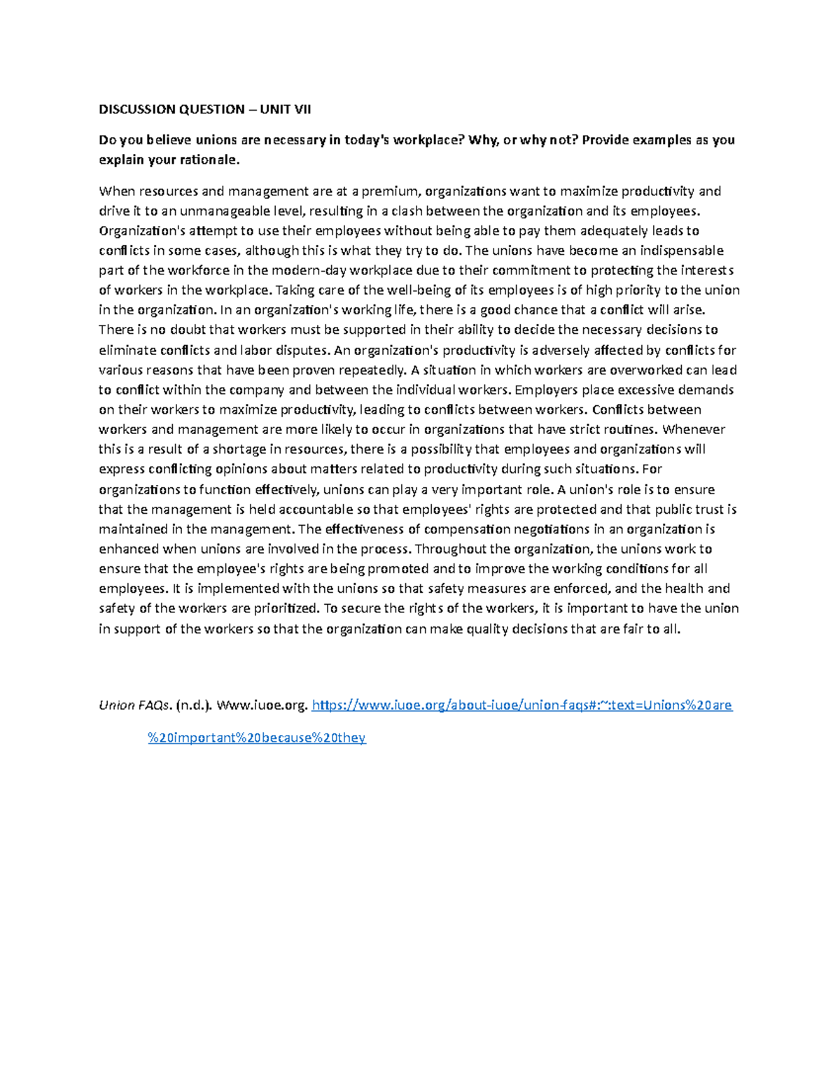 Discussion Question UNIT VII - HRM 5200 Emerging Trends in HR - DISCUSSION QUESTION – UNIT VII ...