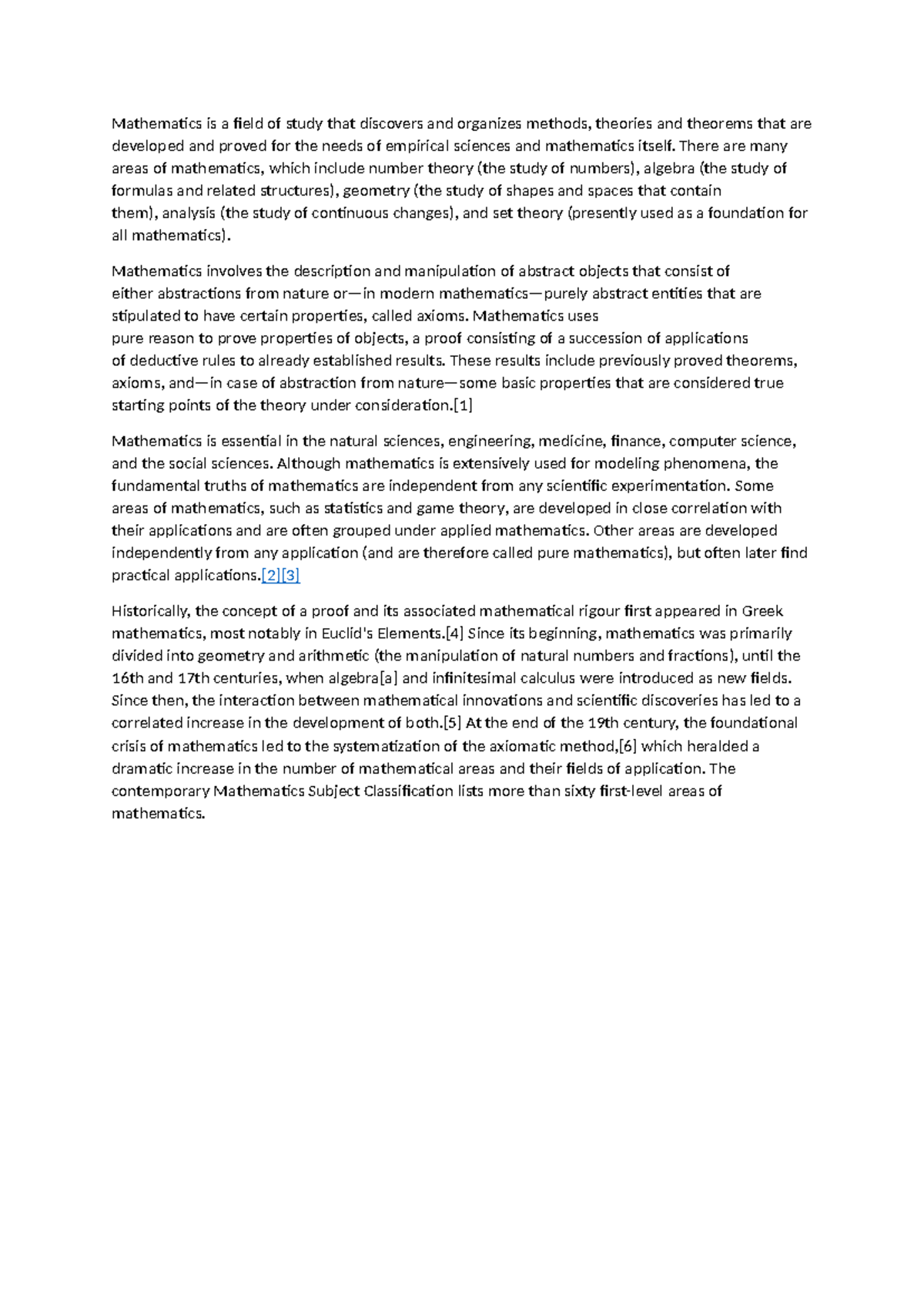 1 - practice - Mathematics is a field of study that discovers and ...