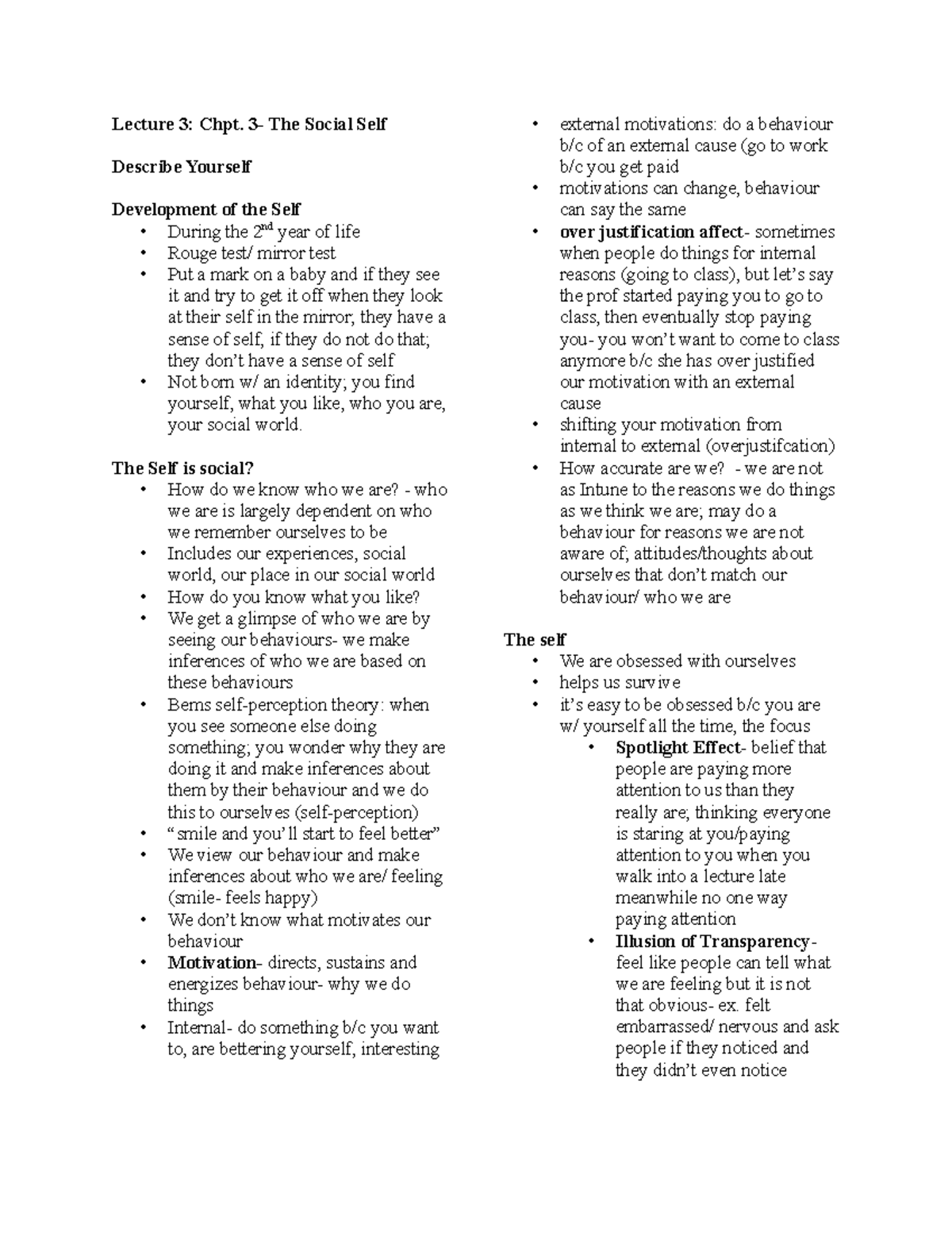 Lecture 3- The social self - Lecture 3: Chpt. 3- The Social Self ...