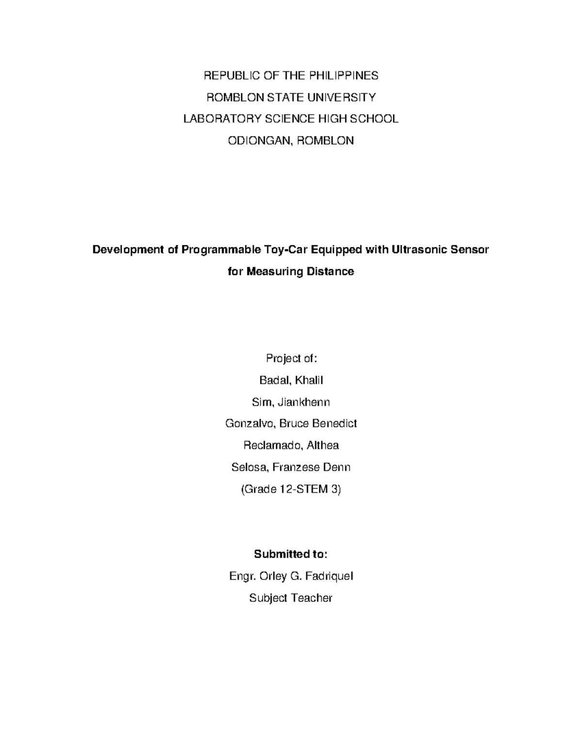 Capstone-Chapter-1 - yes - REPUBLIC OF THE PHILIPPINES ROMBLON STATE ...