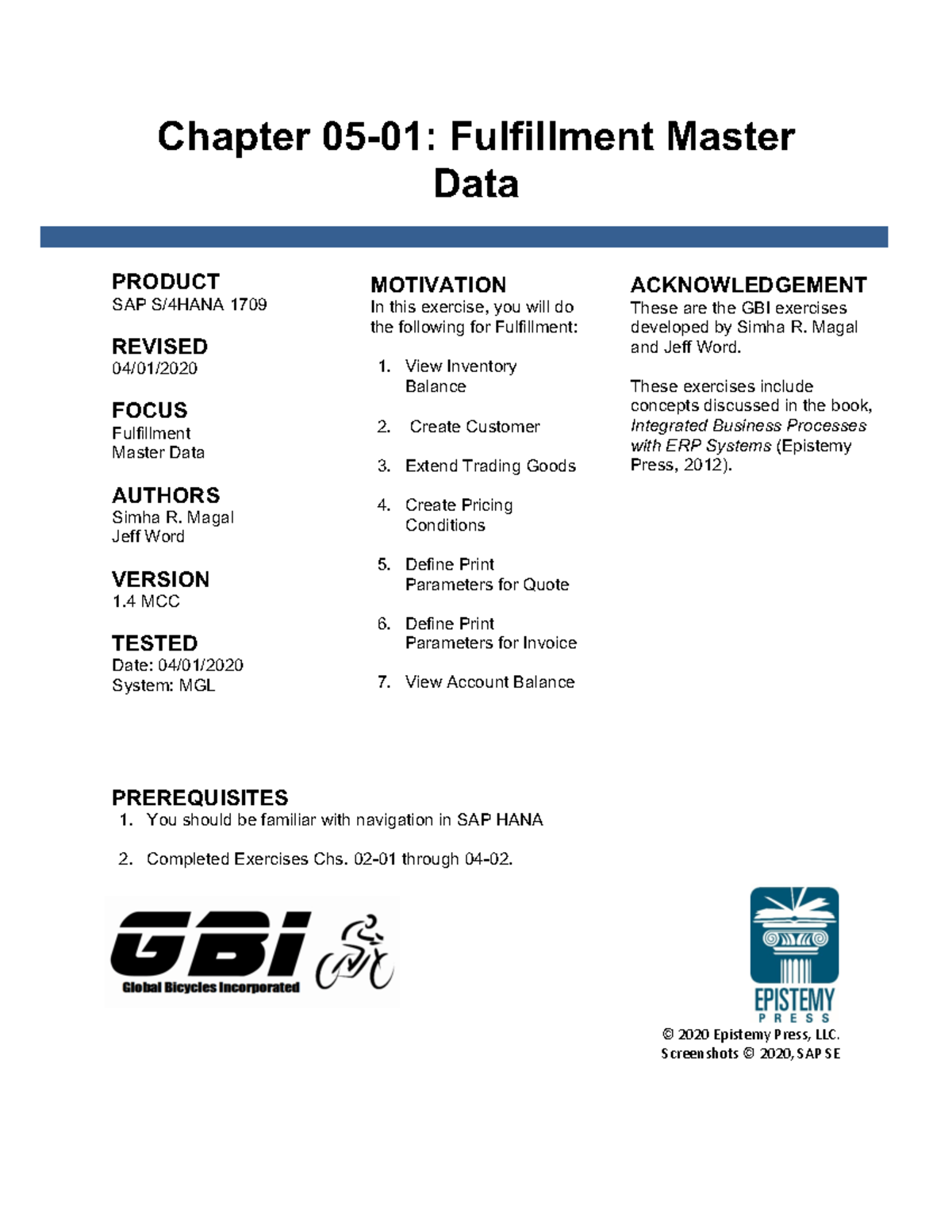 0402 In-class Exercise Fulfillment Master Data - Chapter 05- 01 ...