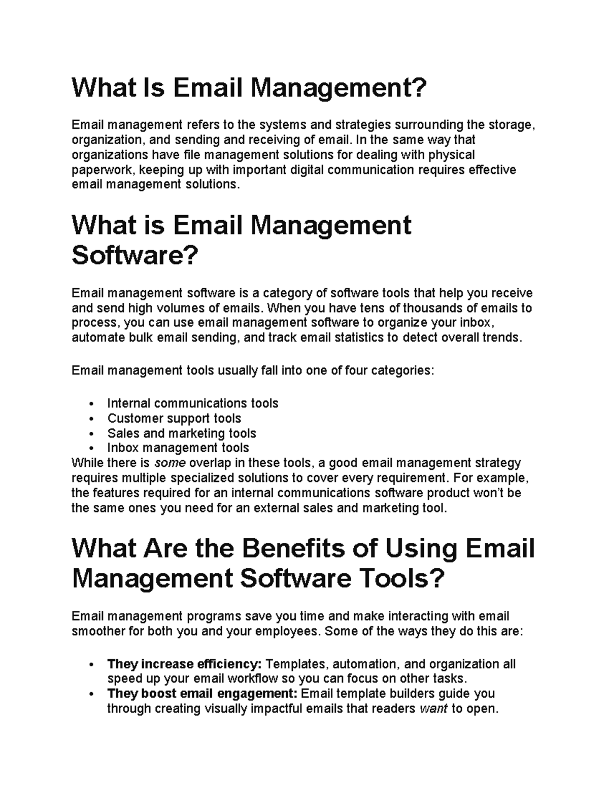 Unit 2 - Unit 2 - What Is Email Management? Email management refers to ...