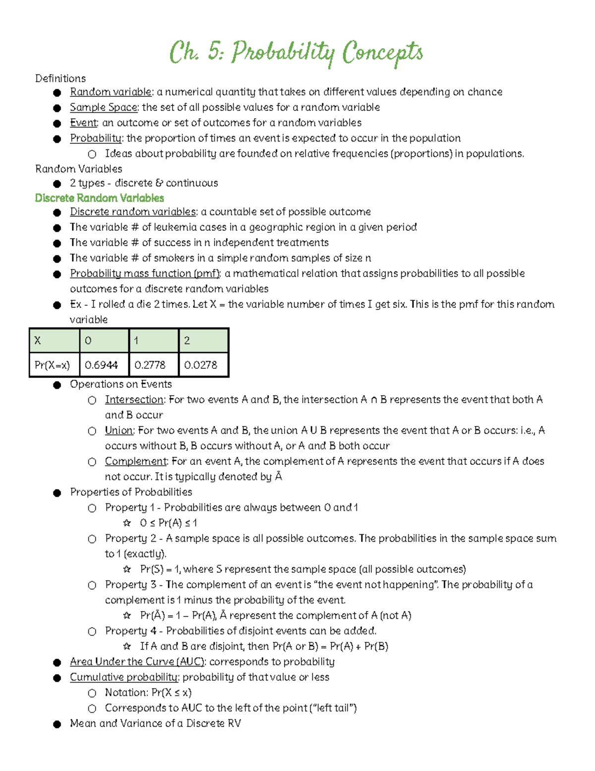 Ch. 5 Probability Concepts - Ch. 5: Probability Concepts Definitions ...