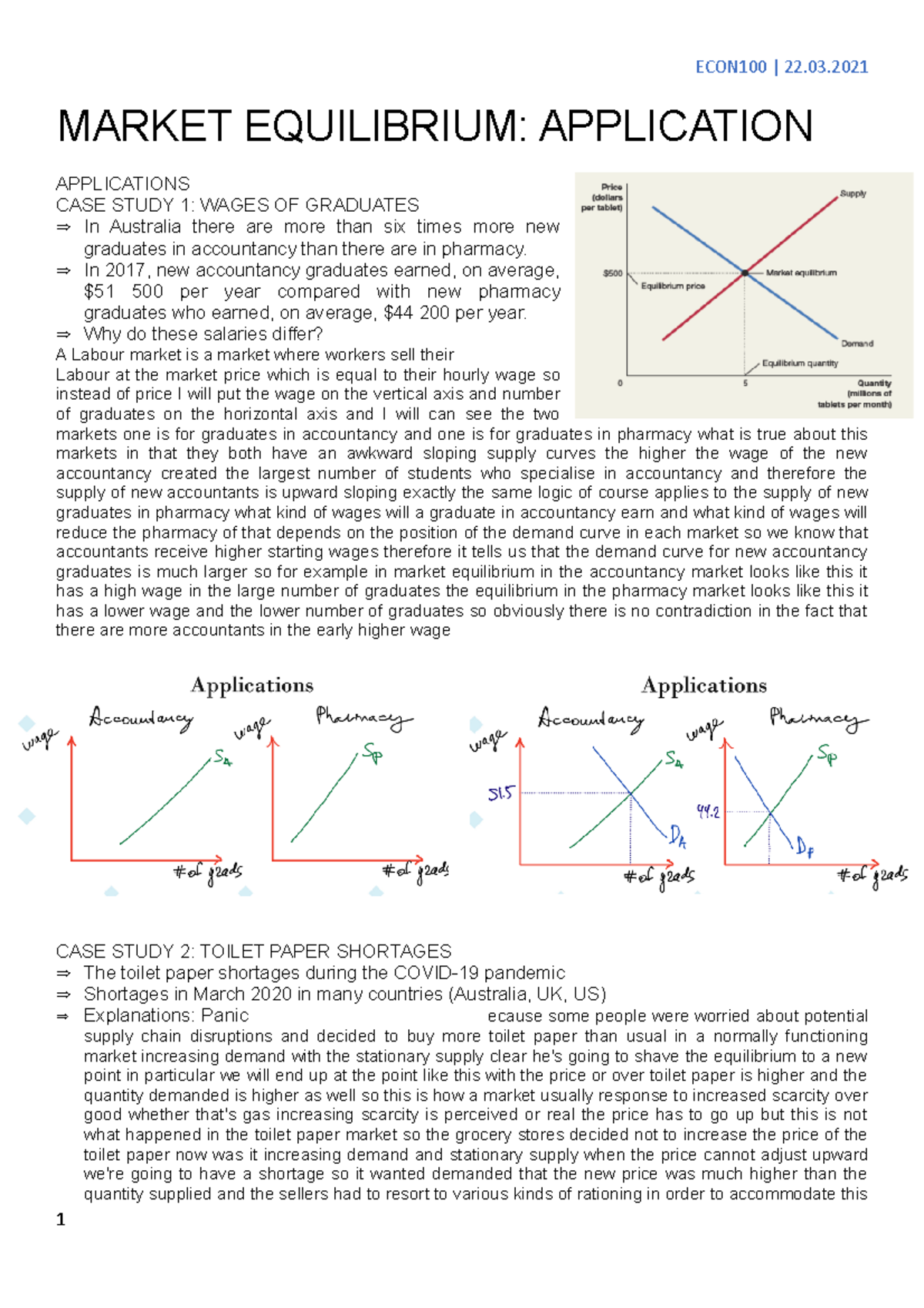 Market Equilibrium - Lecture notes 3 - MARKET EQUILIBRIUM: APPLICATION ...