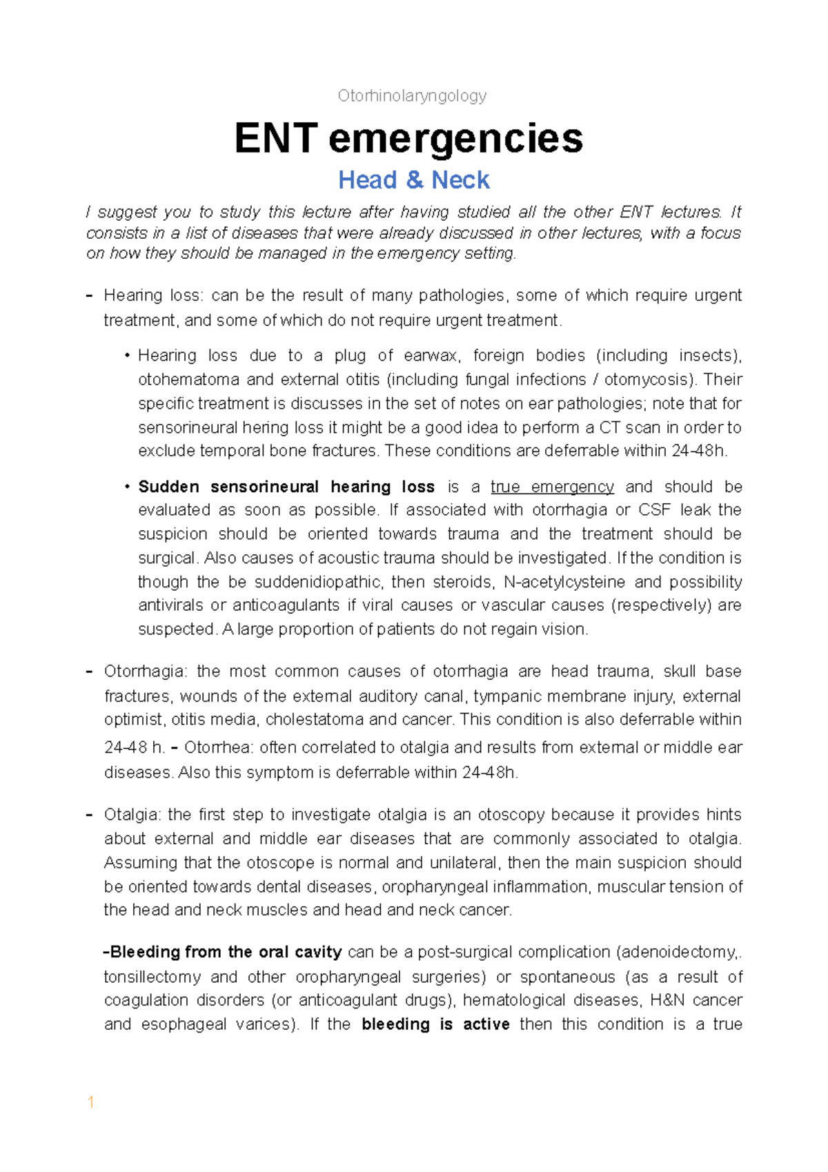 ENT emergencies - ENT emergencies Head & Neck I suggest you to study ...