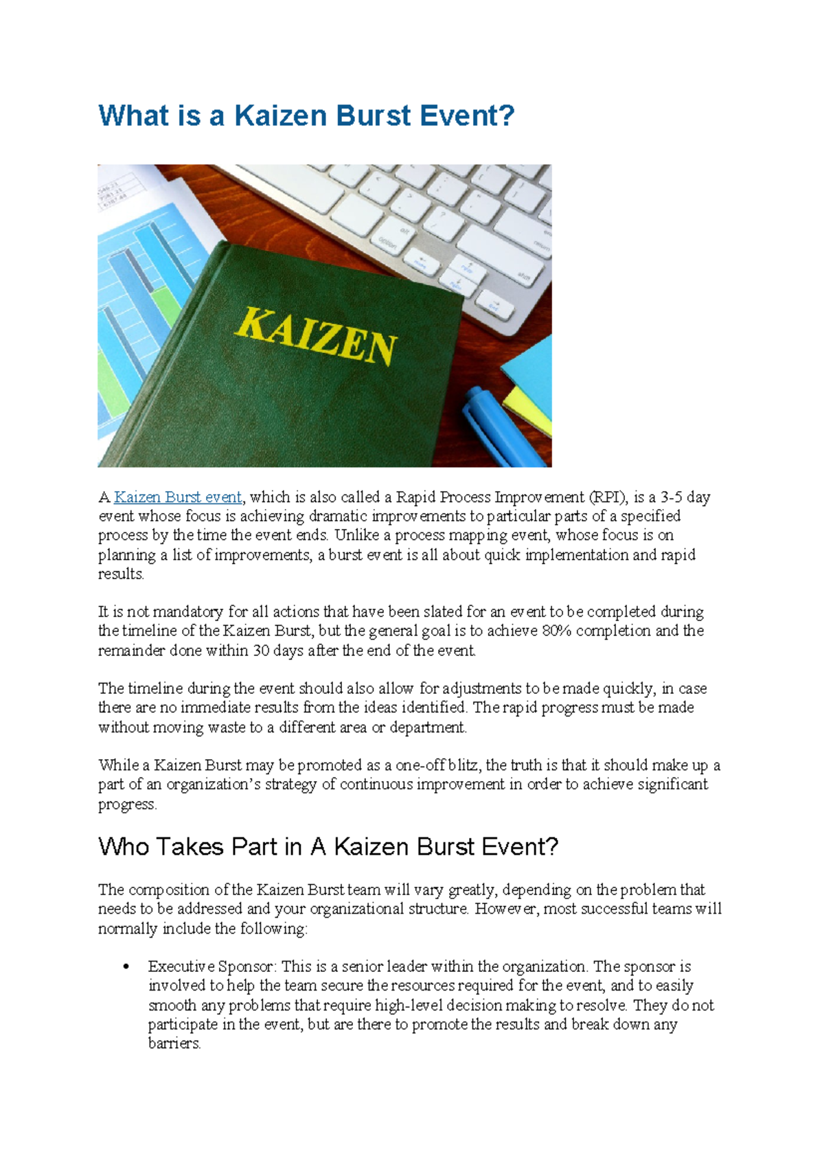 What is a kaizen burst event - What is a Kaizen Burst Event? A Kaizen ...