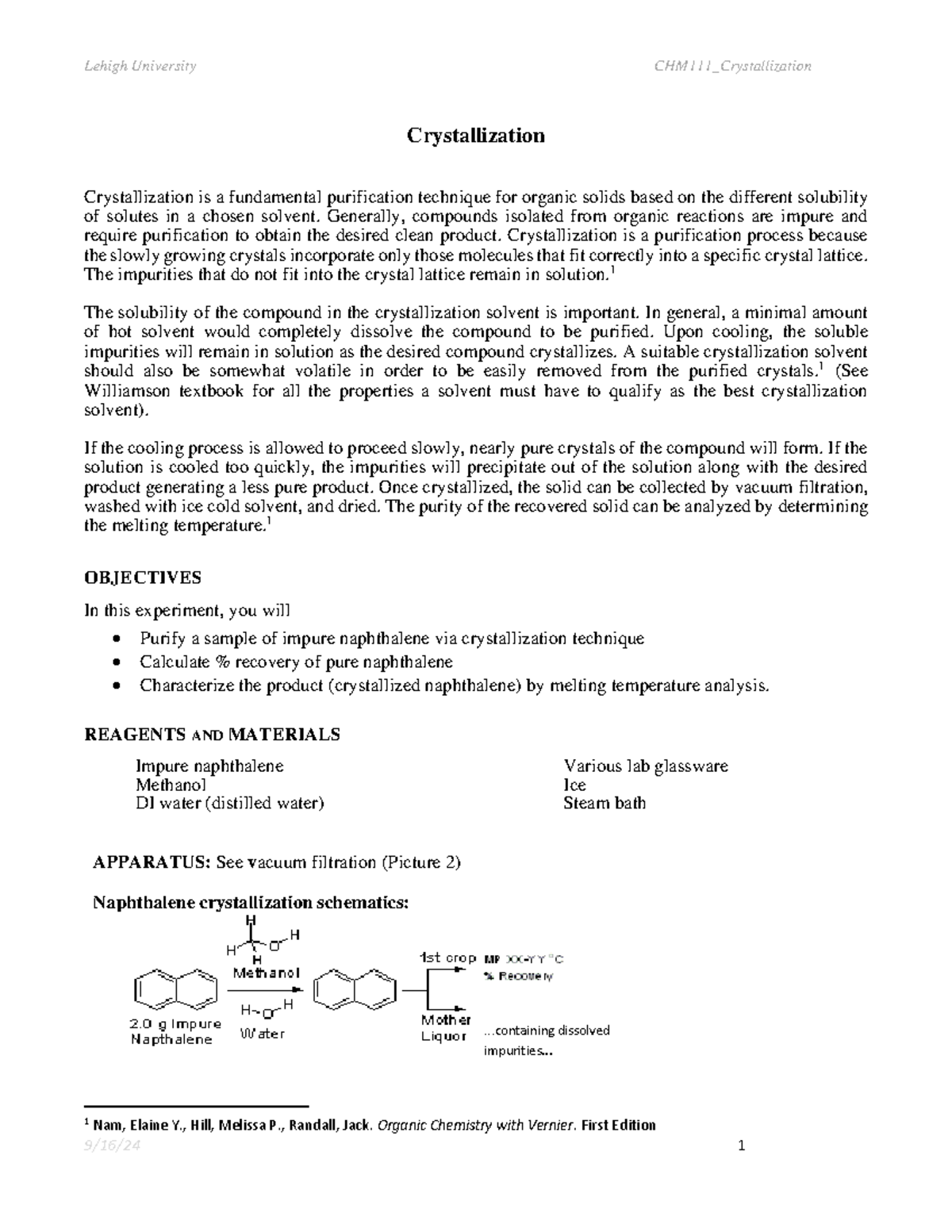 0 Crystallization Handout - Crystallization Crystallization is a ...