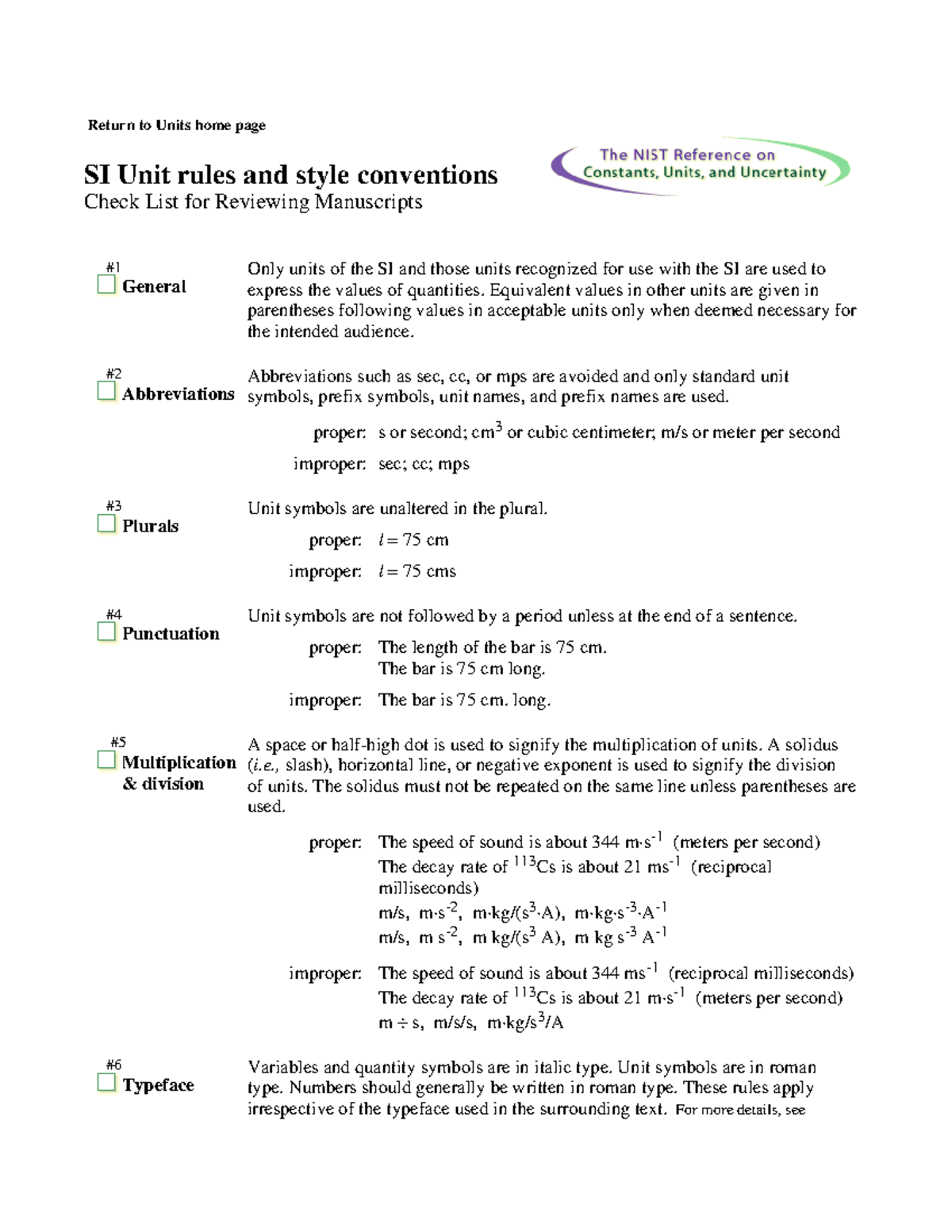 SI Unit rules and style conventions - Return to Units home page SI Unit ...