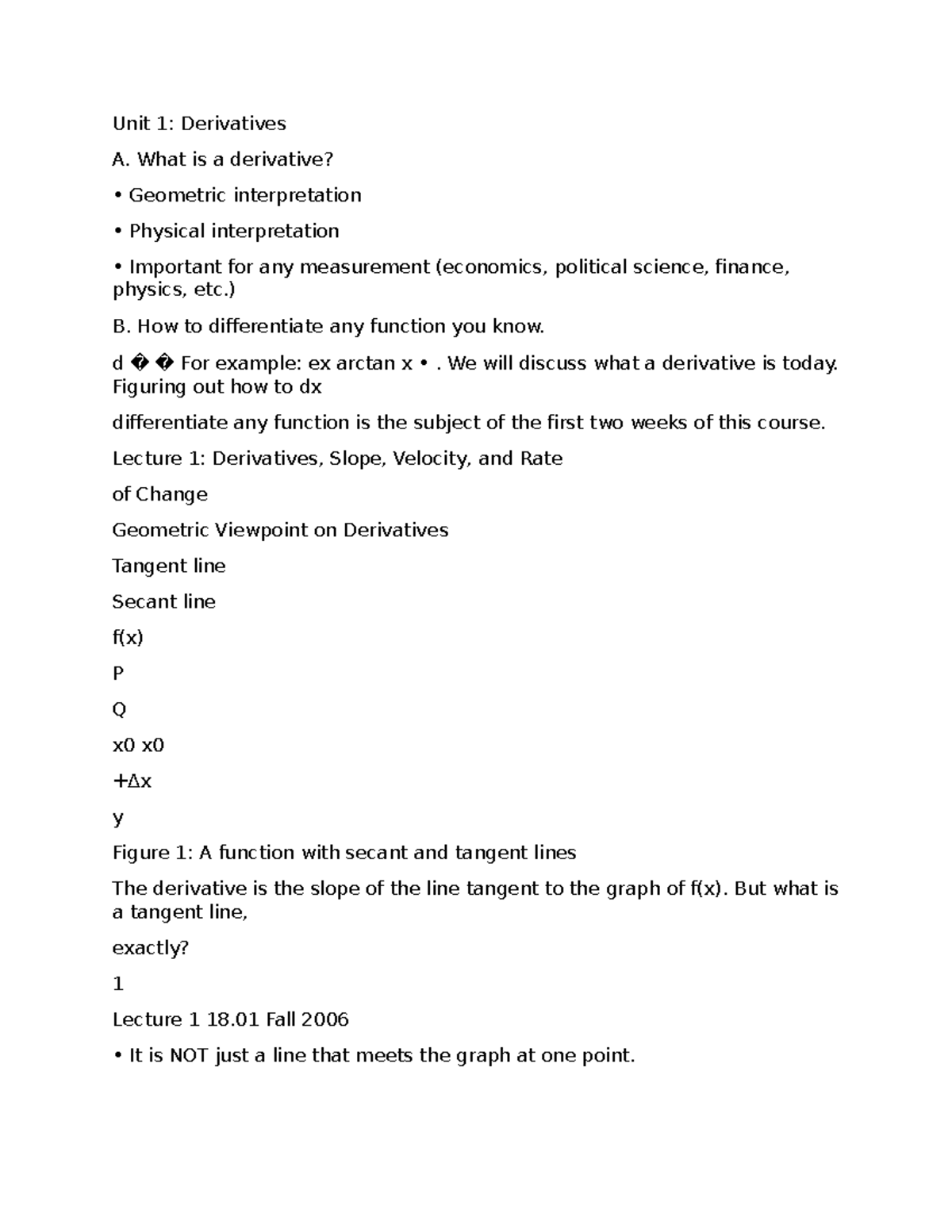 Calculus - In depth notes - Unit 1: Derivatives A. What is a derivative ...