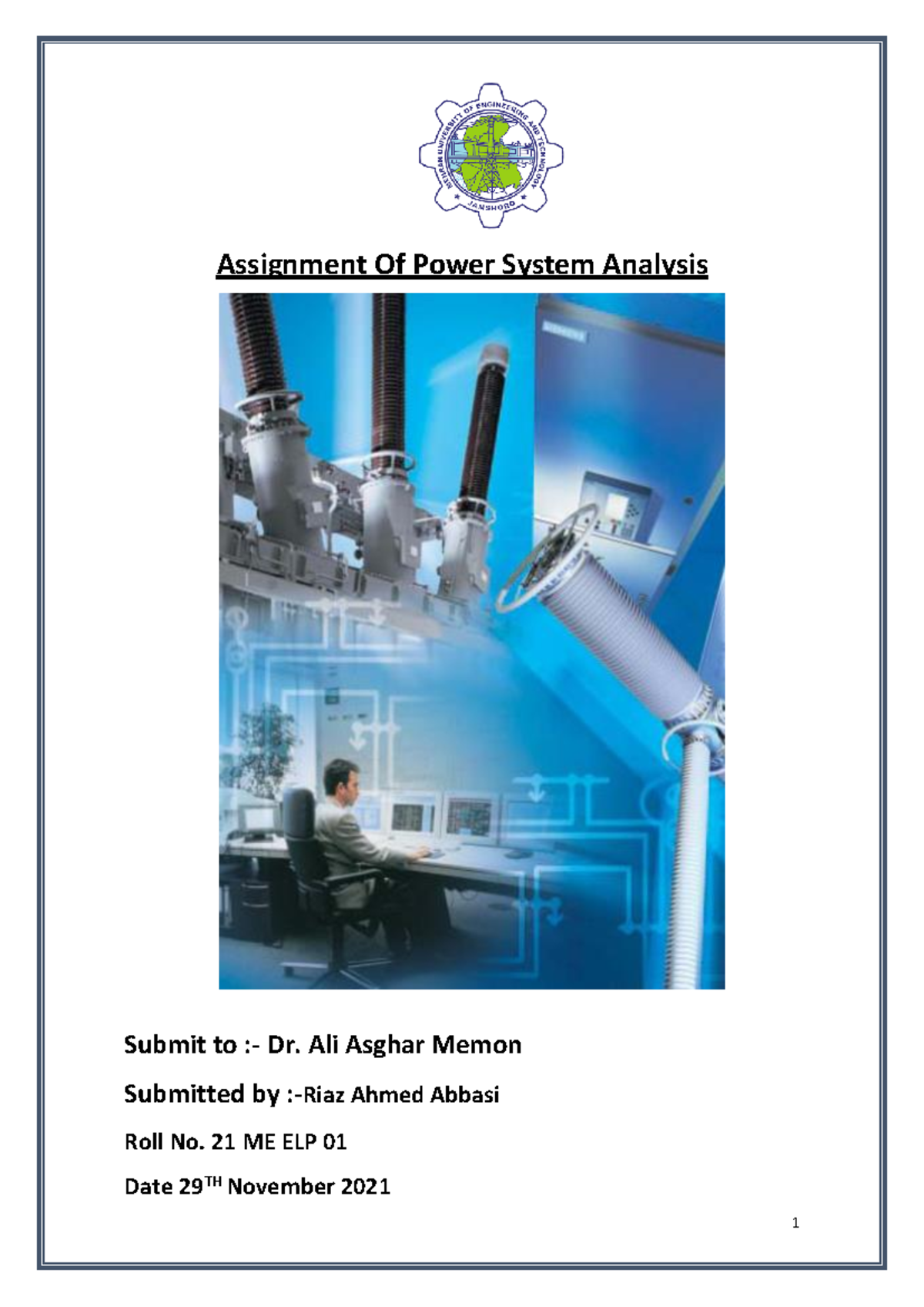Power System Analysis Assignment - Assignment Of Power System Analysis Submit to :- Dr. Ali ...