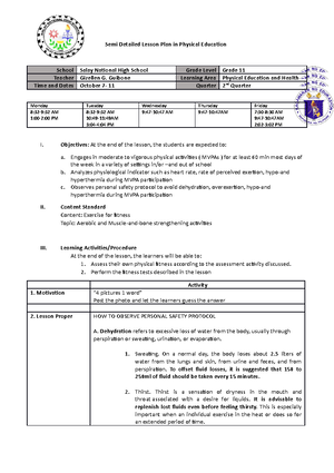 DLP COT WEEK1 HOPE - DAILY LESSON PLAN SAMPLE - Semi Detailed Lesson ...