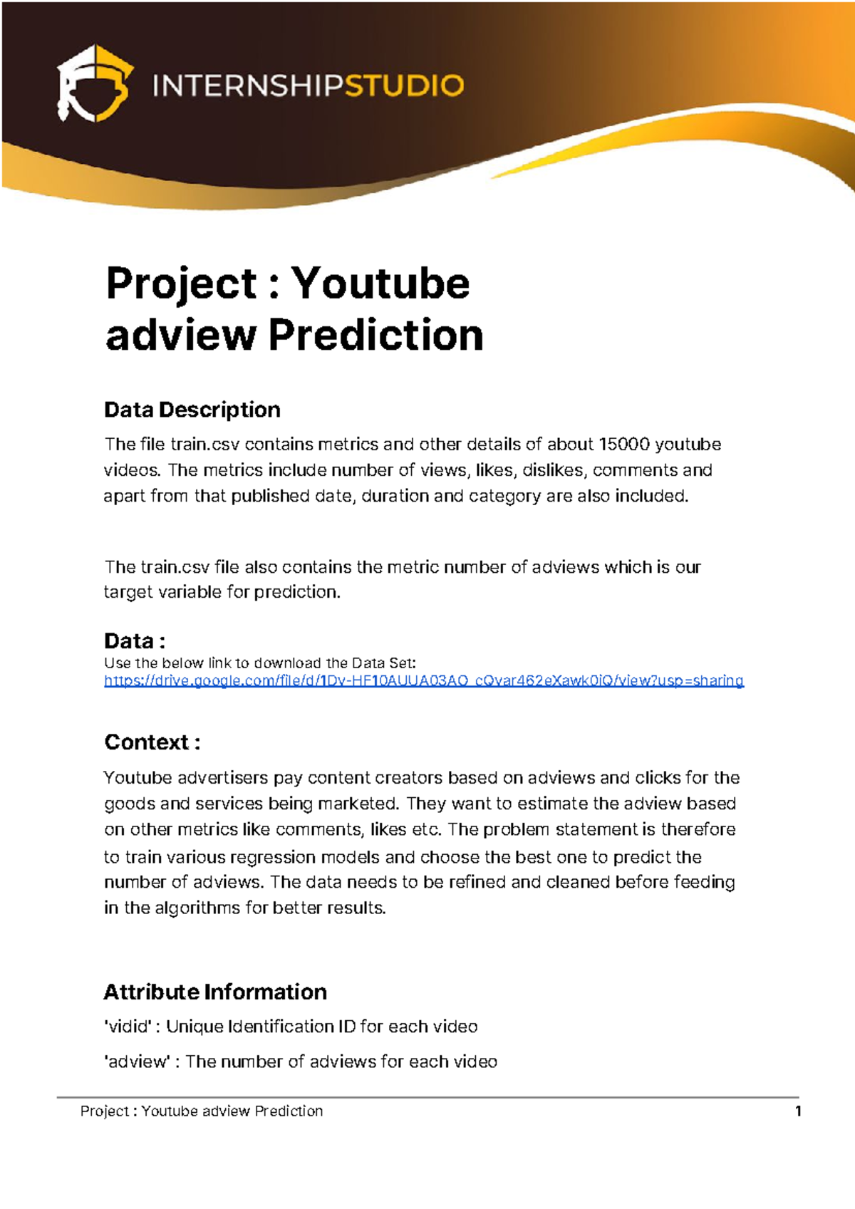 ML-Problem Statement Youtube adview Prediction-1 lyst8087 - Project : Youtube adview Prediction ...